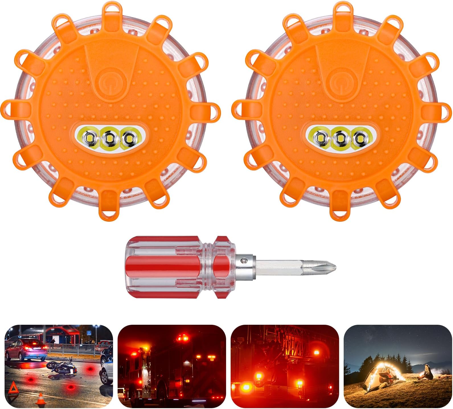 JIZZU Safety Warning Lights, 2Pcs Led Warning Lights With Screwdriver 9 ...