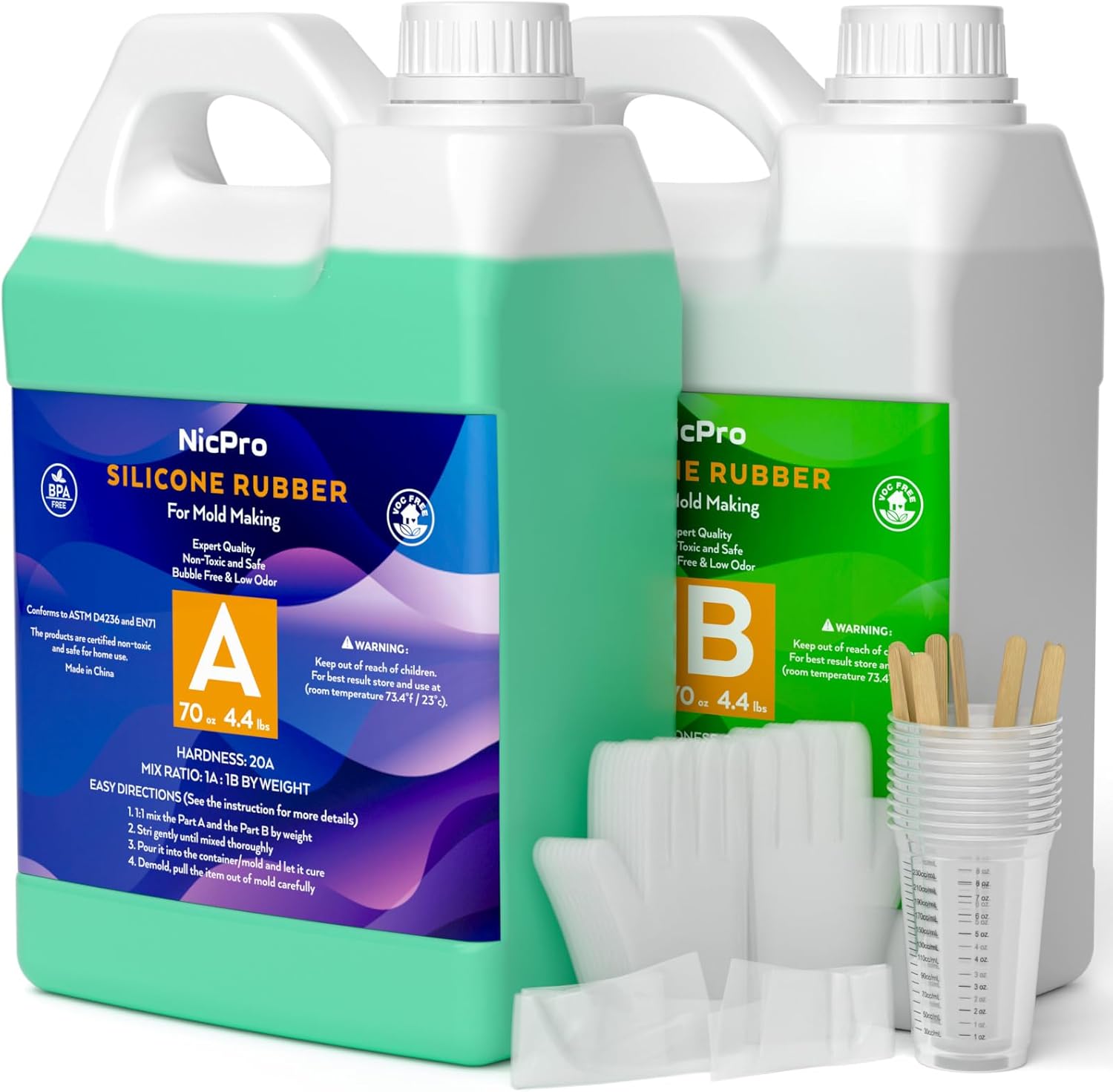 Amazon.com: Nicpro 140 oz Silicone Mold Making Kit 20A, Platinum Liquid ...