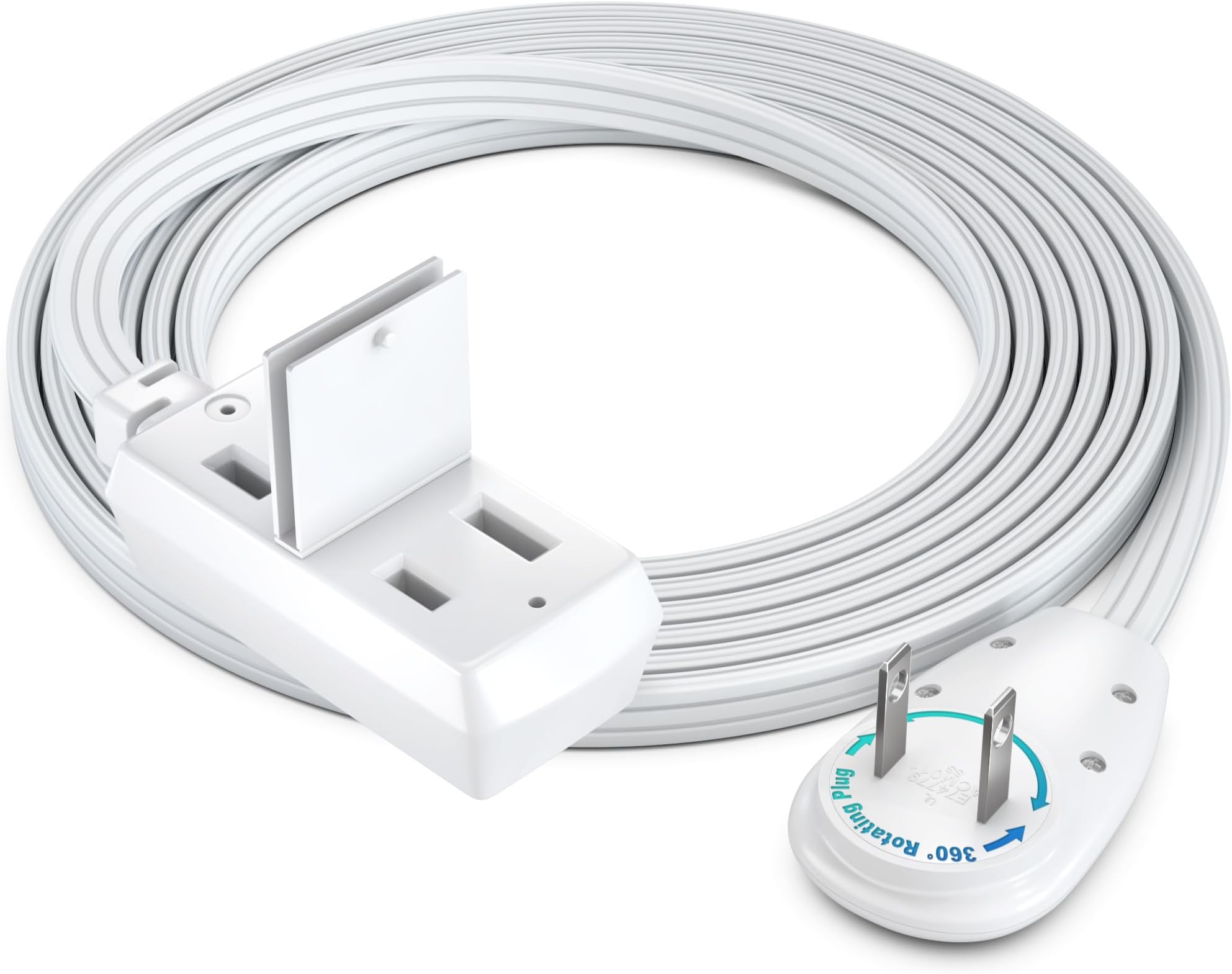 Amazon.com: SURAIELEC 6FT Flat Extension Cord with 360° Rotating Plug ...