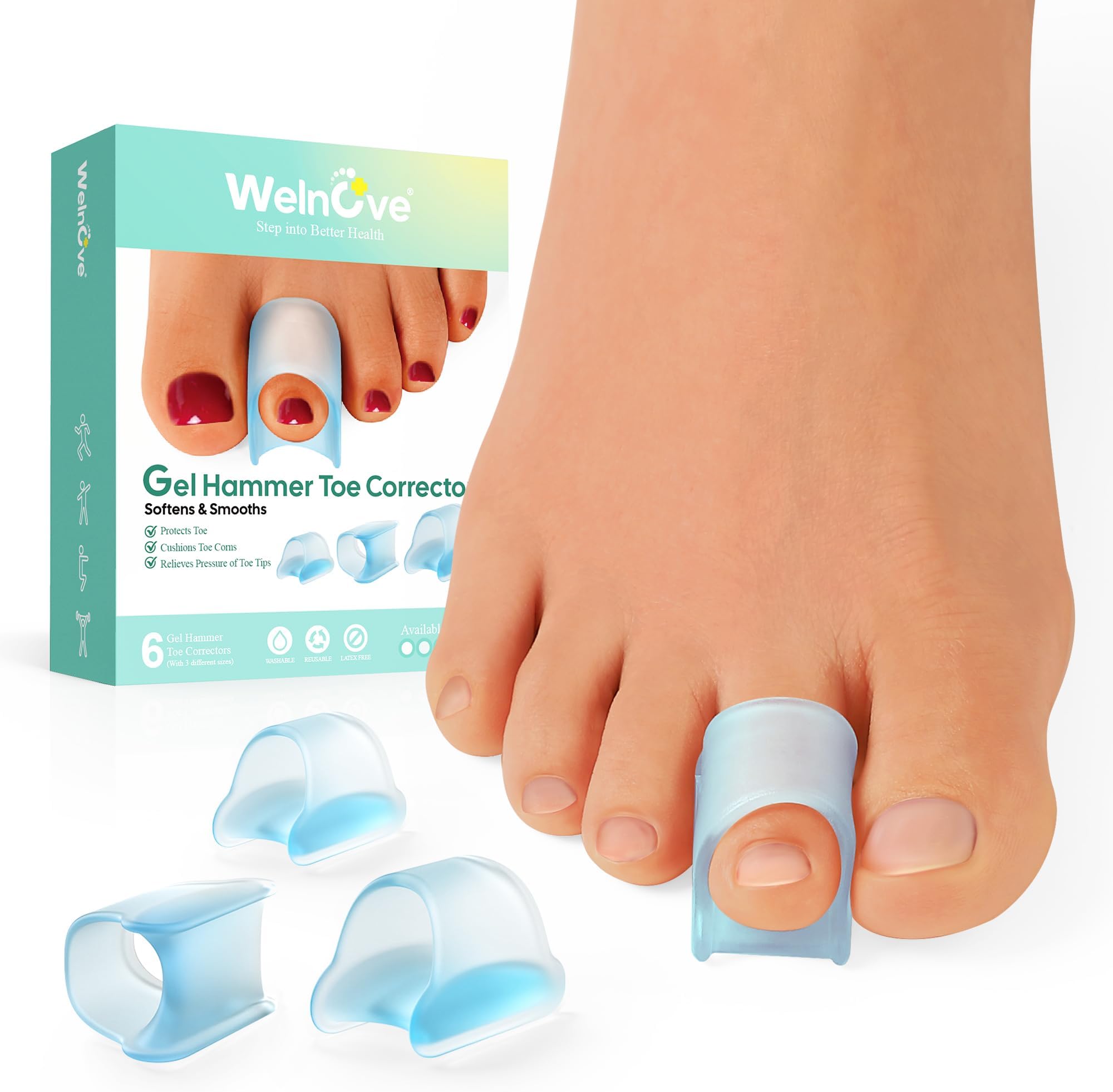 Amazon.com: Welnove Hammer Toe Straightener - 8 Pack Broken Toe Wraps ...