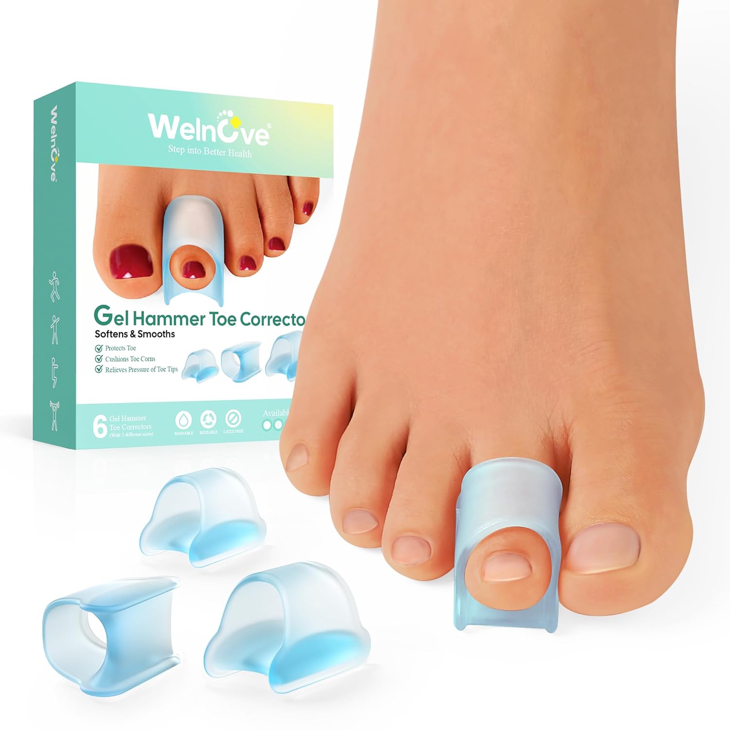 Welnove Hammertoe Corrector - 6 PCS Toe Splints Realign Bent, Curled ...