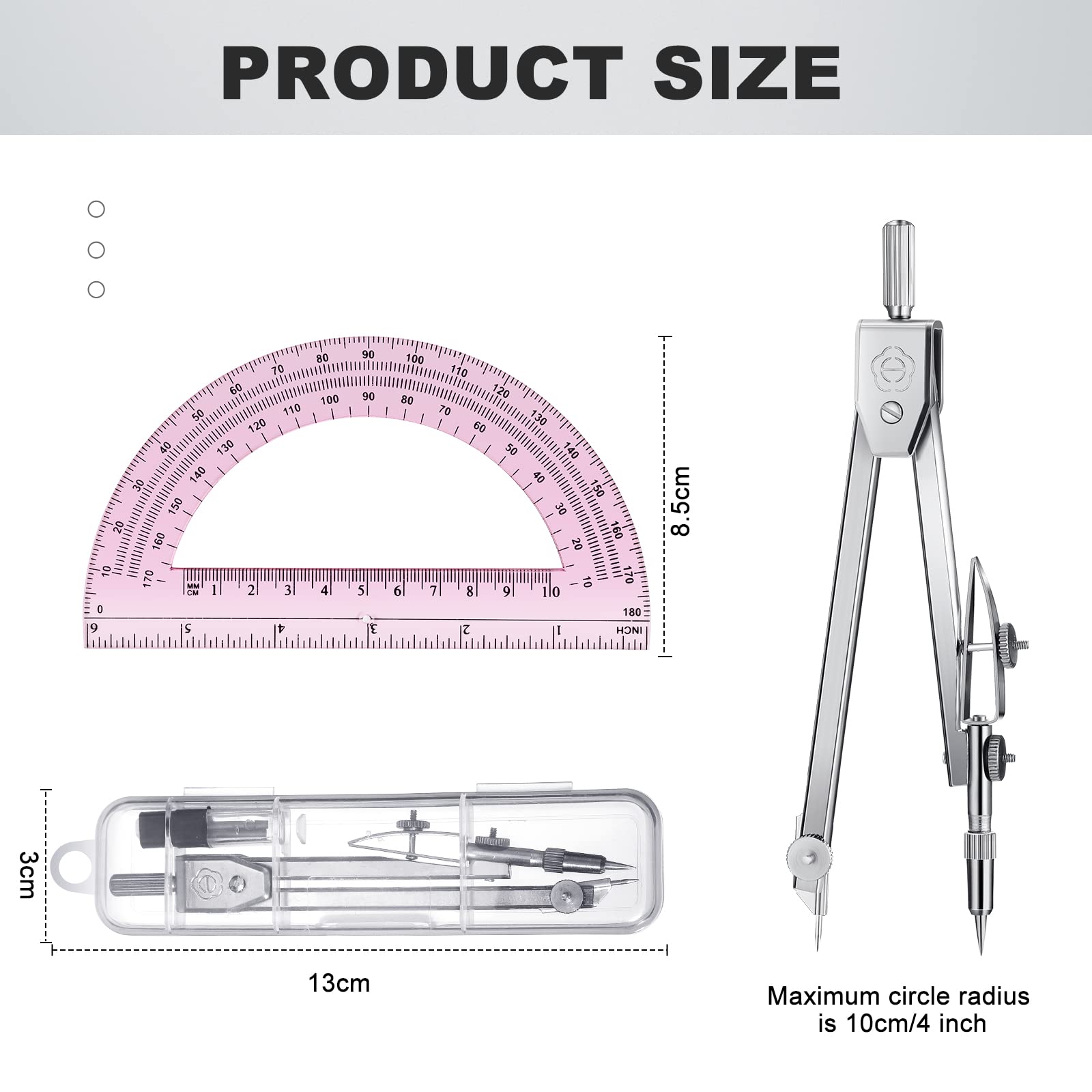 Snapklik.com : EBOOT Student Geometry Math Set, Drawing Compass And 6 Inch Swing Arm Protractor ...