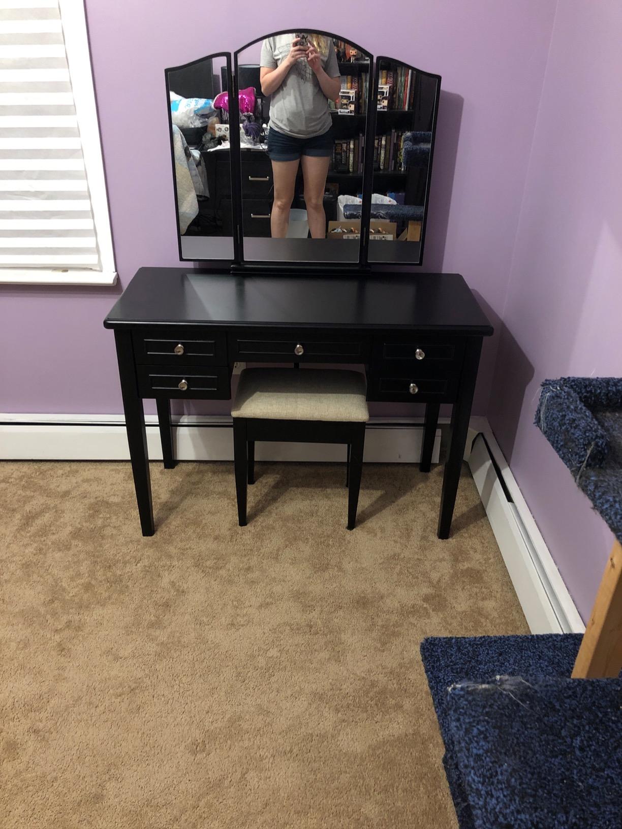Amazon.com: VASAGLE Vanity Set with Tri-Fold Mirror, Dressing Table ...