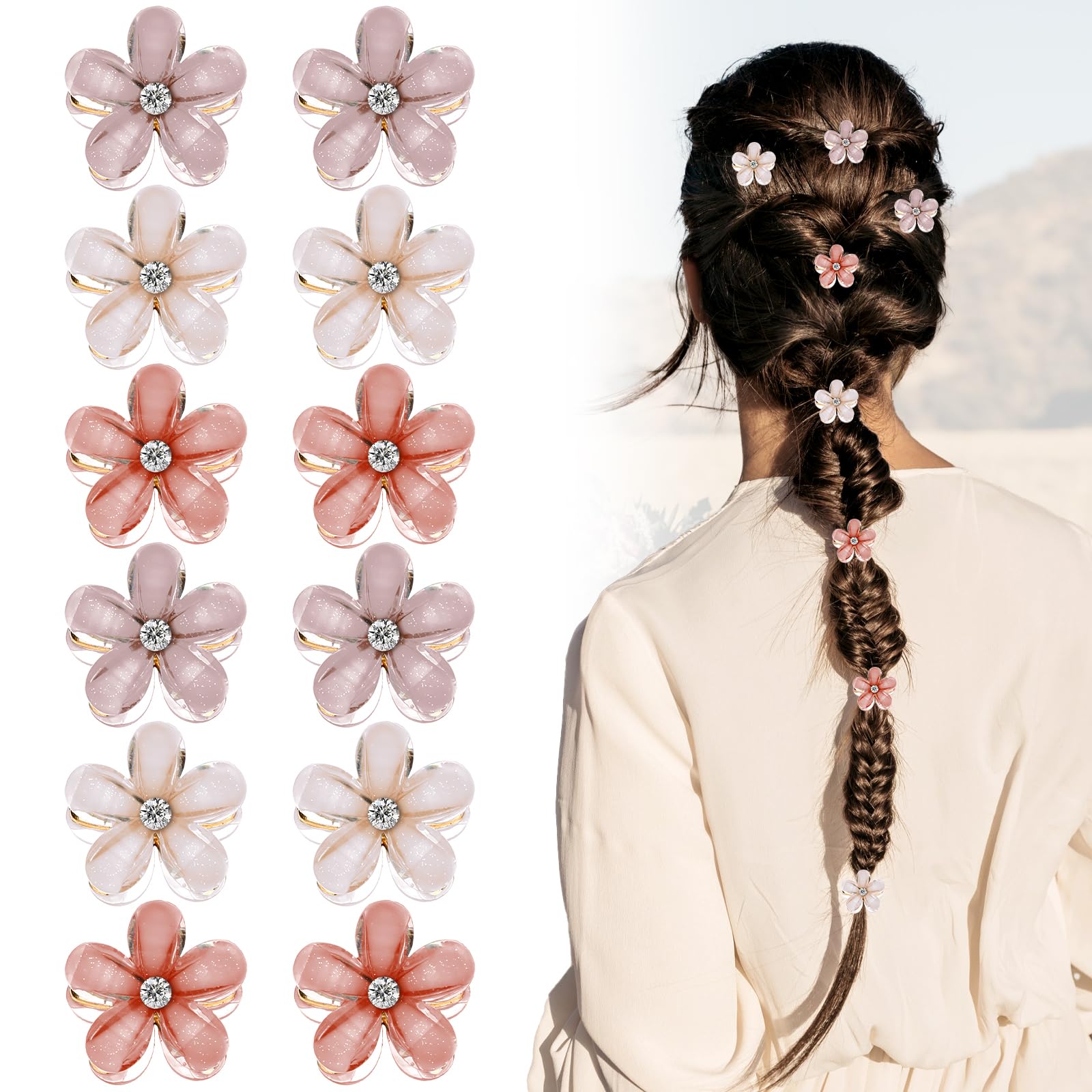 Amazon.com : JJUNW 12 Pcs Mini Cute Flower-Shaped Hair Clips for Girls ...