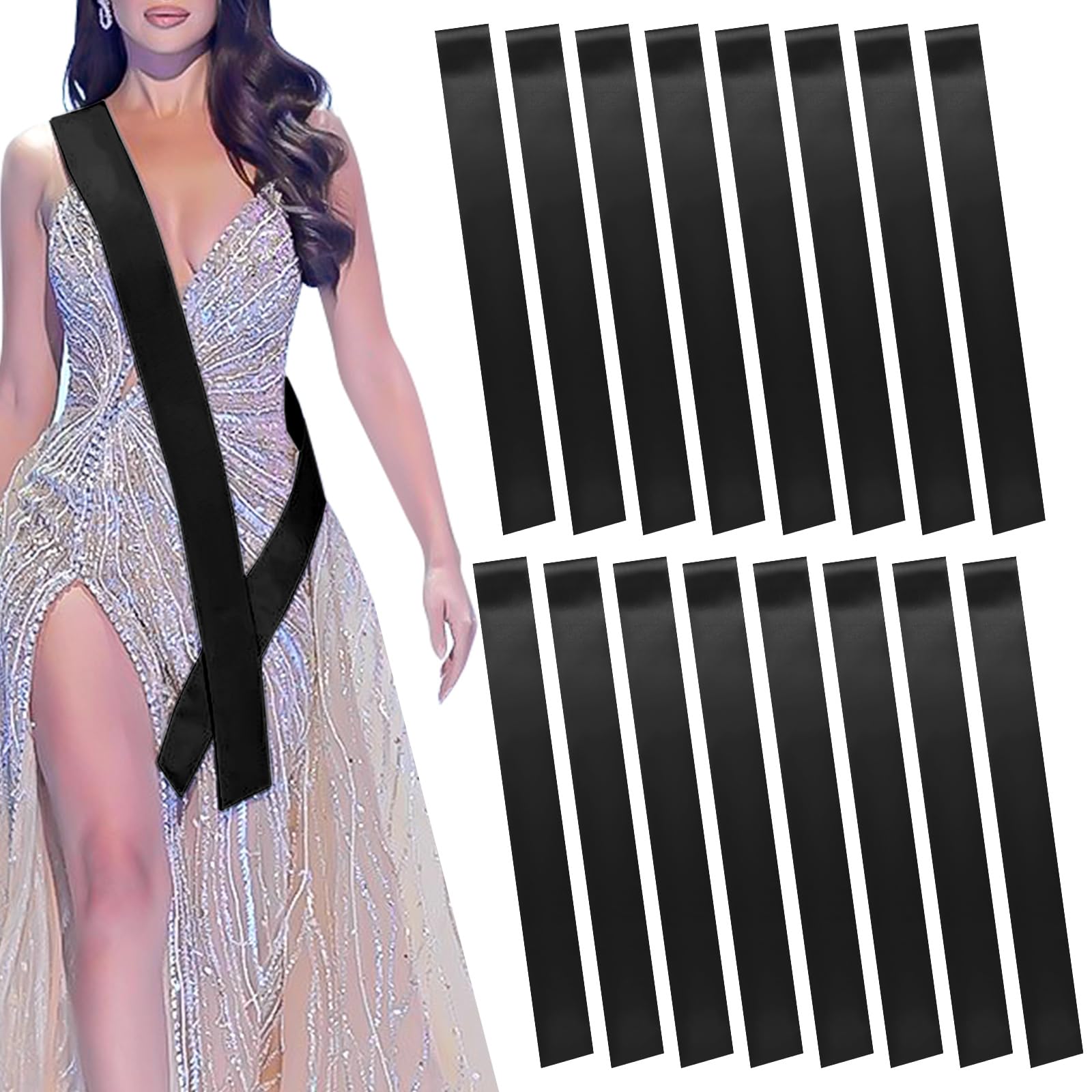 Amazon.com: 100 Pieces Sash Satin Sash Black Blank Sash for Pageants ...