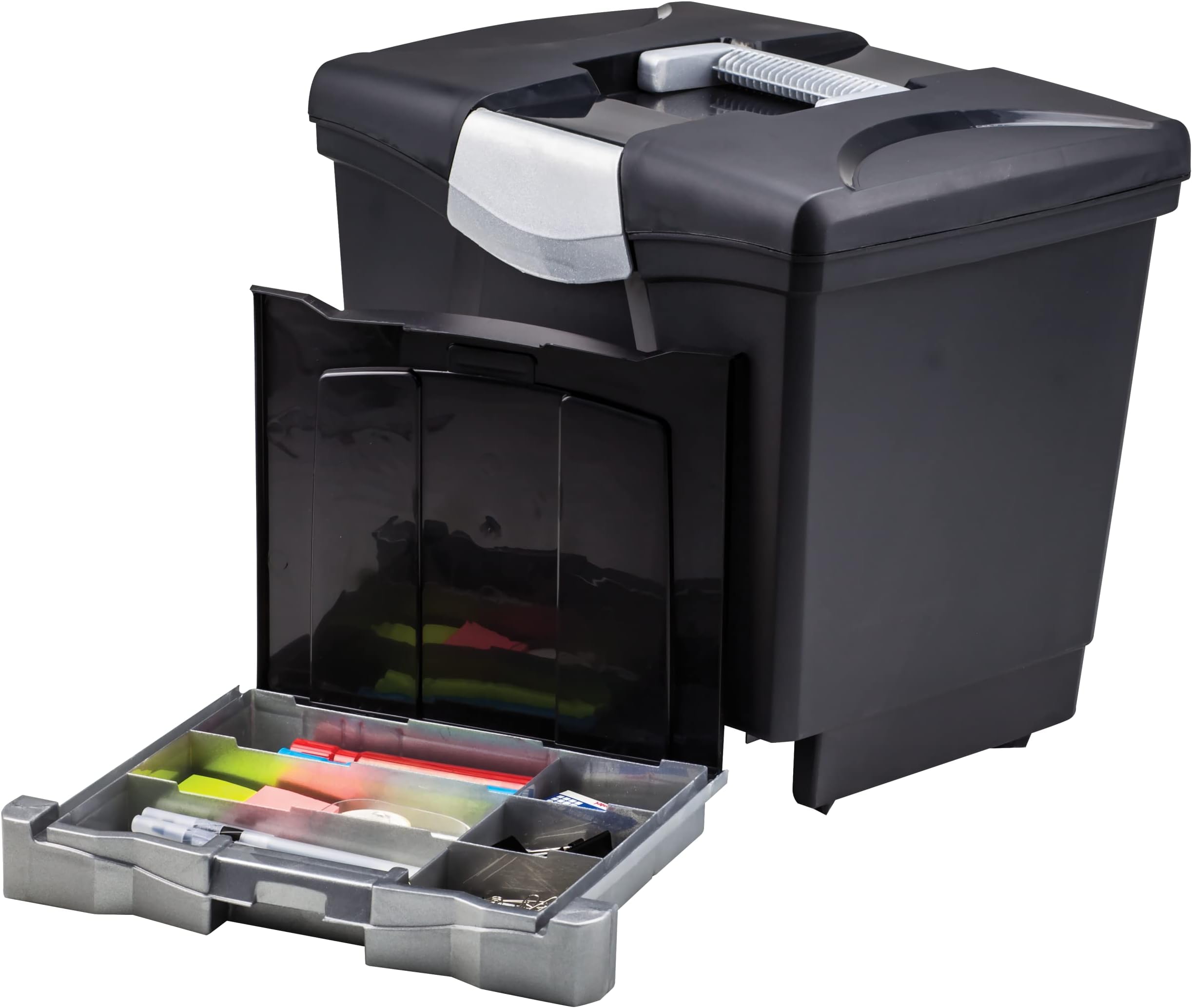 Storex Portable File Storage Box with Drawer, Latch Lid, Letter Size ...