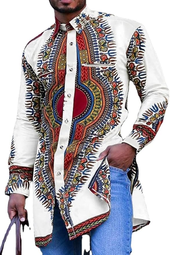 Amazon.com: Mens Traditional African Tribal T Shirts, Print Dashiki ...
