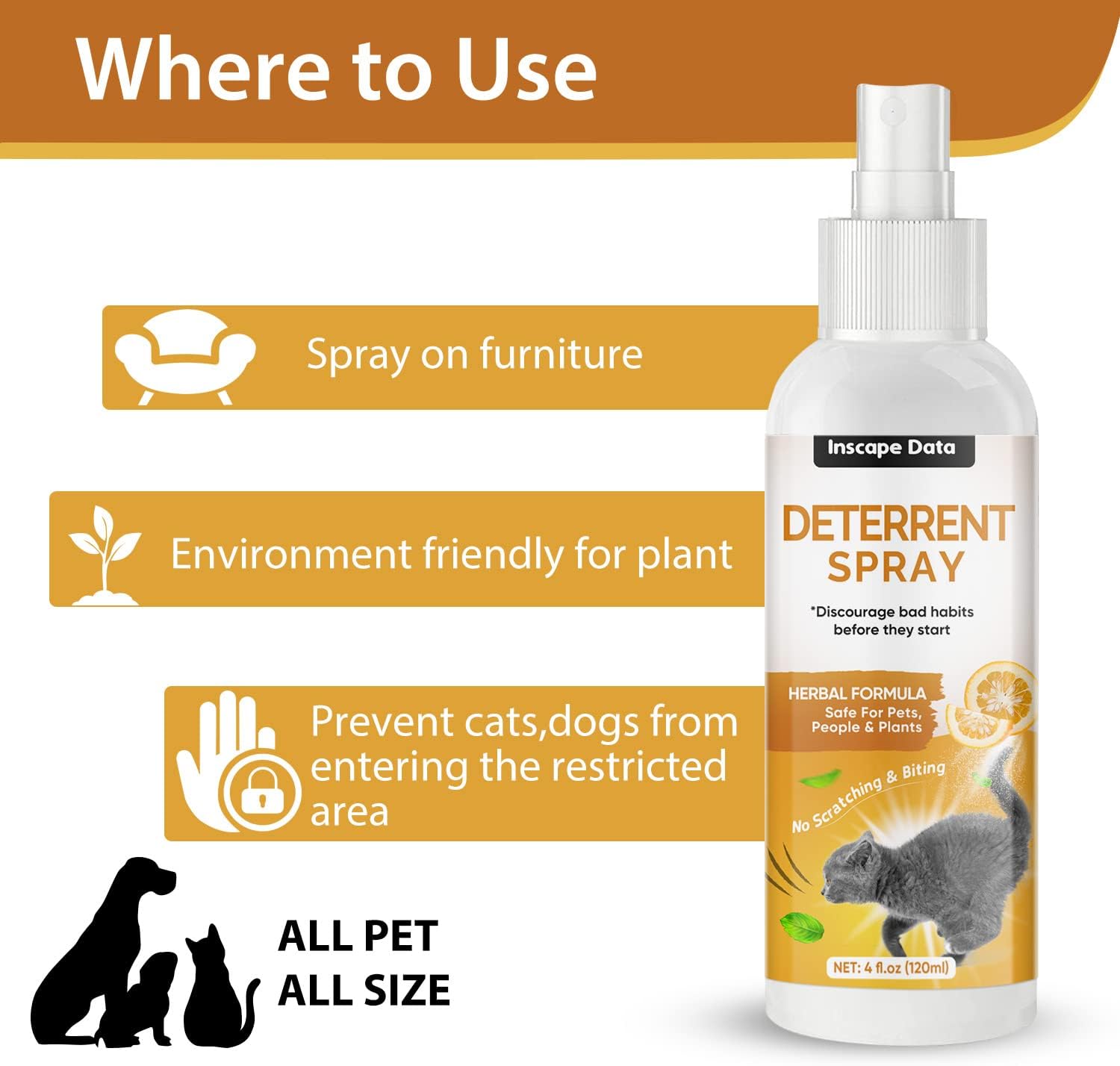 Inscape Data Cat Spray Deterrent, Cat Repellent Furniture Protector ...