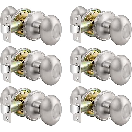 Amazon.com: Probrico Egg Style Hall and Closet Passage Door Knobs Brushed Nickel Oval Door Lock ...