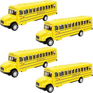4 Pcs Pull Back School Bus Mini School Bus Toys Yellow Bus Toy Car for ...