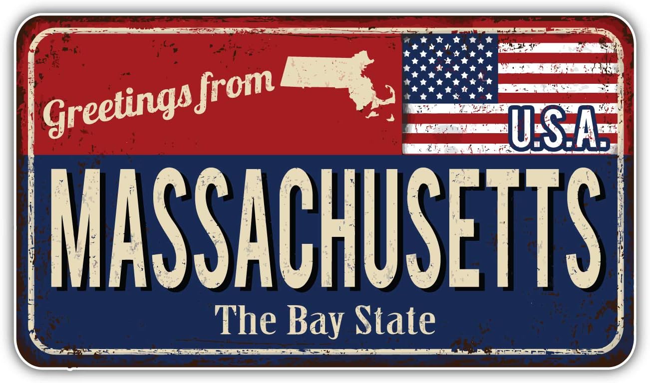 Amazon.com : Massachusetts USA State Grunge Retro Flag Emblem Car ...