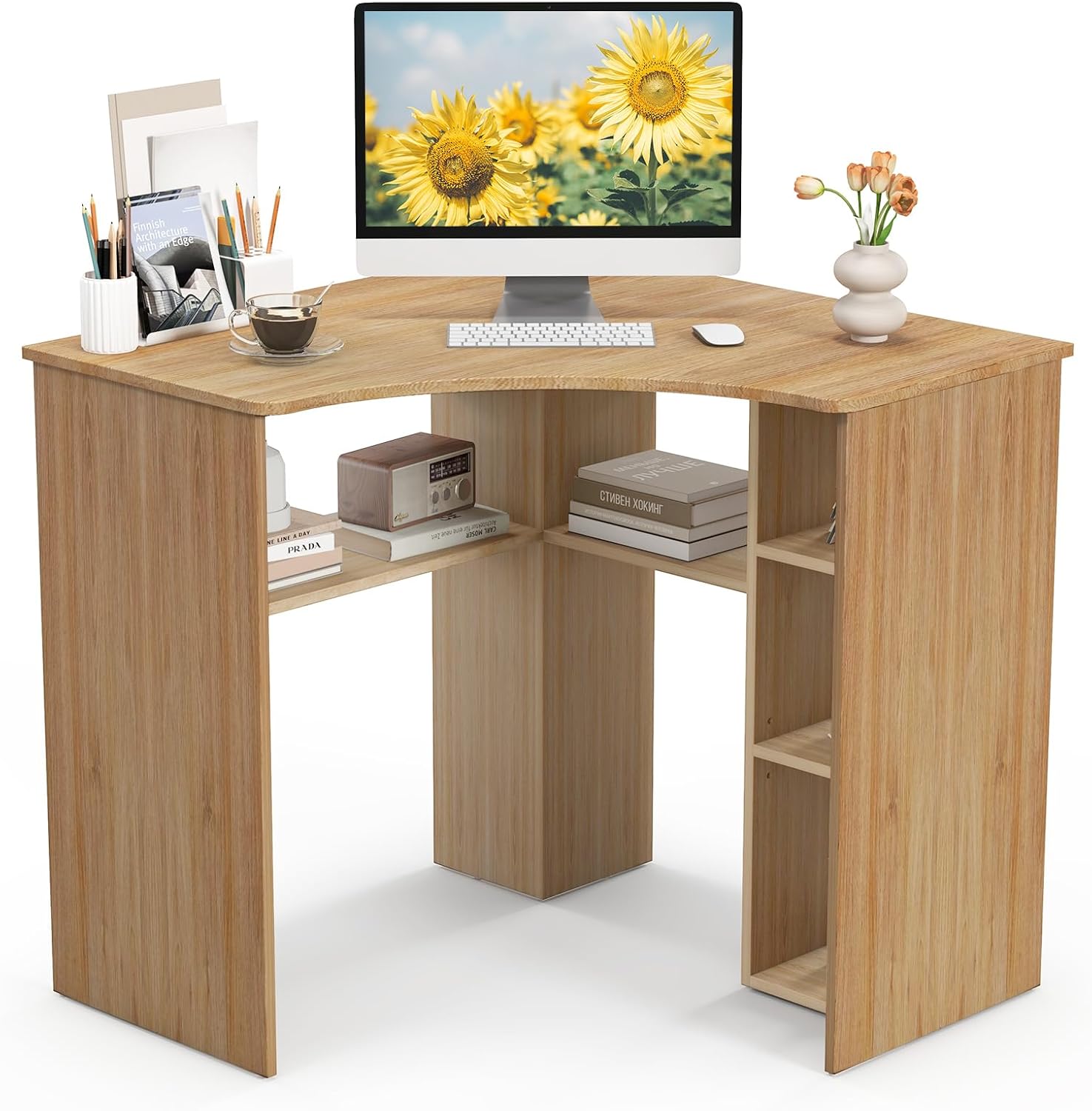 Amazon.com: Giantex Corner Desk with Storage, 34" W x 30.5" H Small ...
