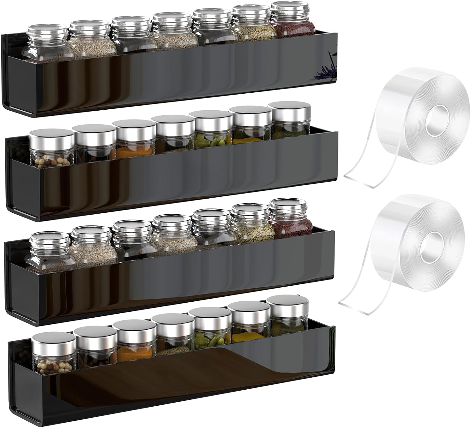 Amazon.com: PMMASTO Adhesive Acrylic Spice Rack Organizer for Wall with ...