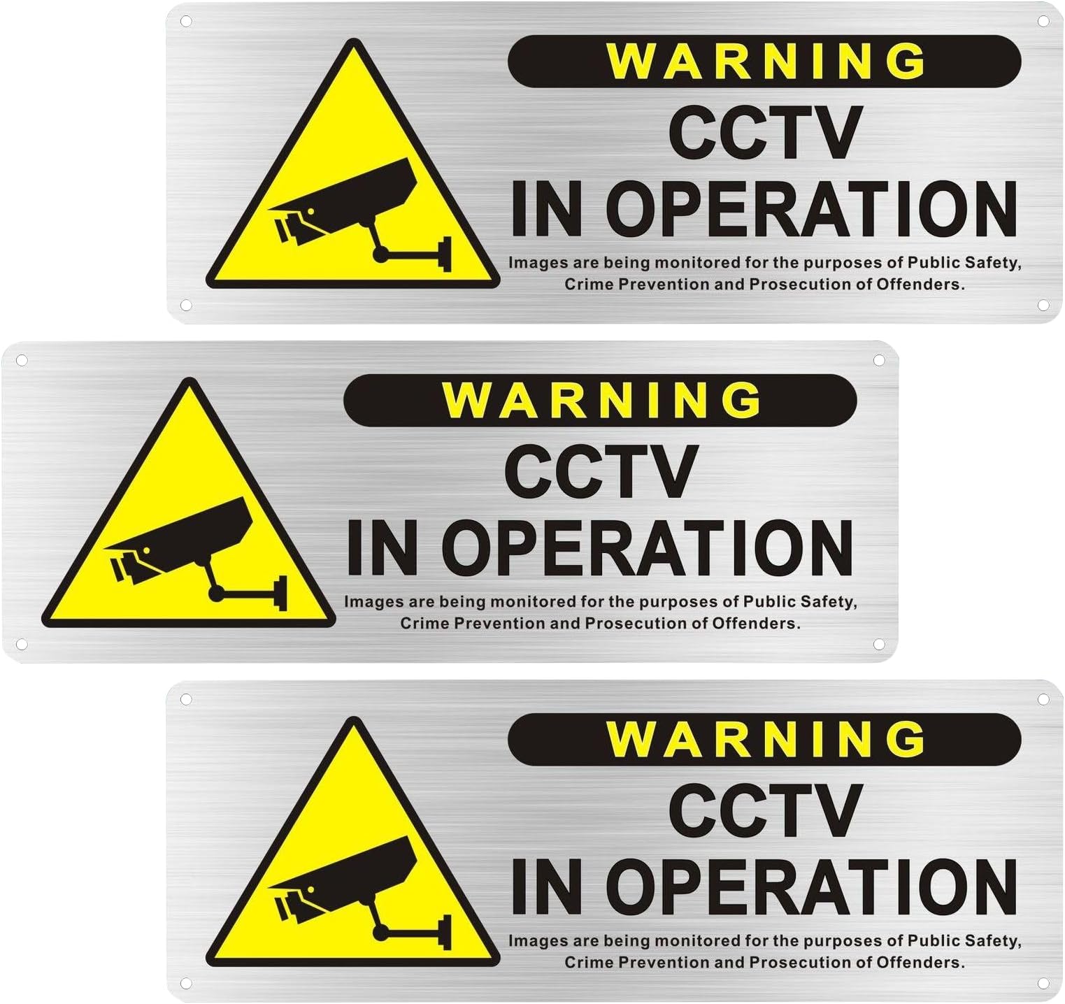PLUSHCEWT 3 Pack CCTV in Operation Sign with Self Adhesive Pre-drilled ...