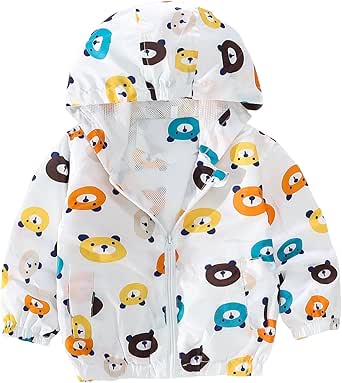 Amazon.com: Toddler Baby Boys Girls Hooded Jacket Cute Cartoon Prints Windproof Jacket Fall ...