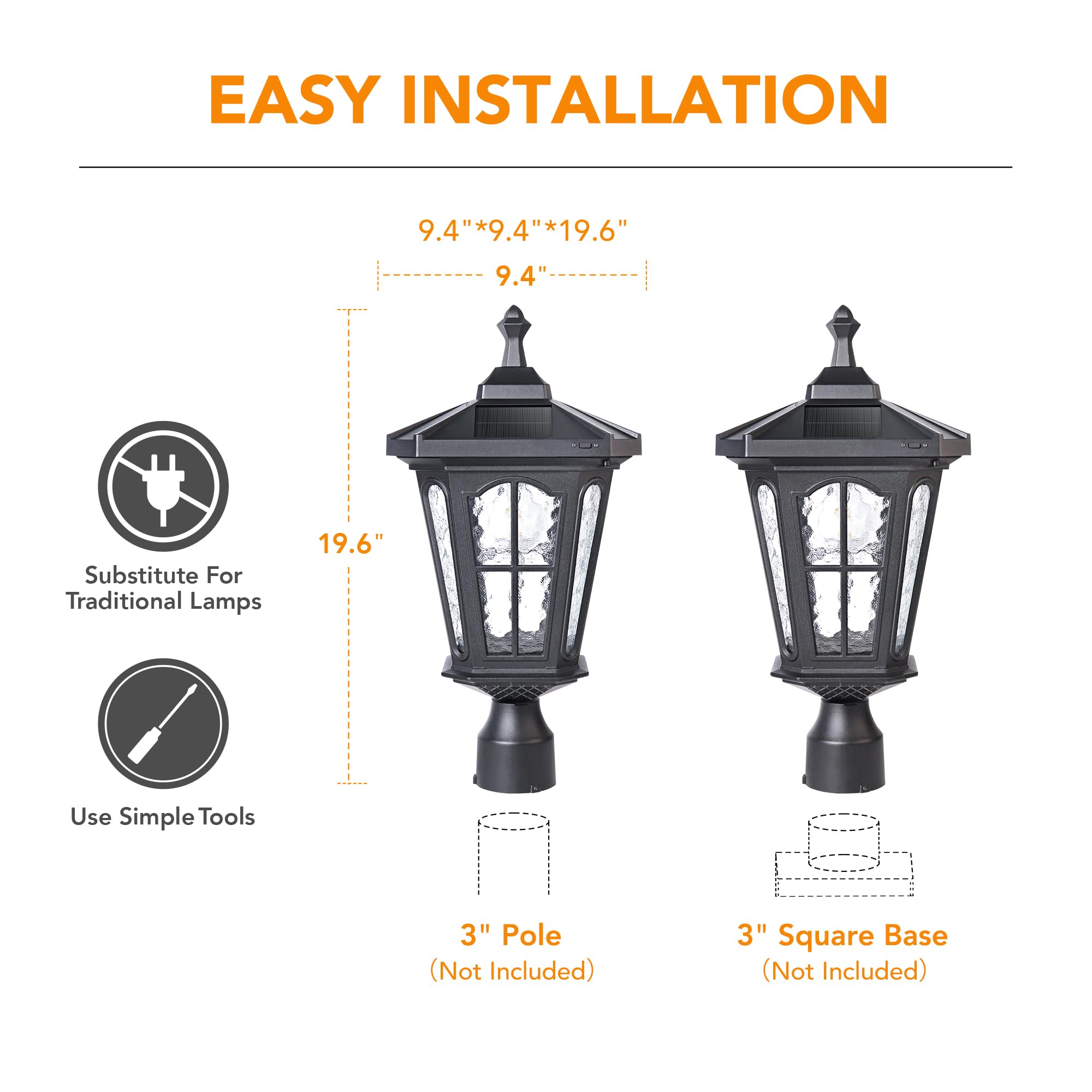 Octagon Lamp Post Outside Lighting Tapered Light Pole | AL 4M Black