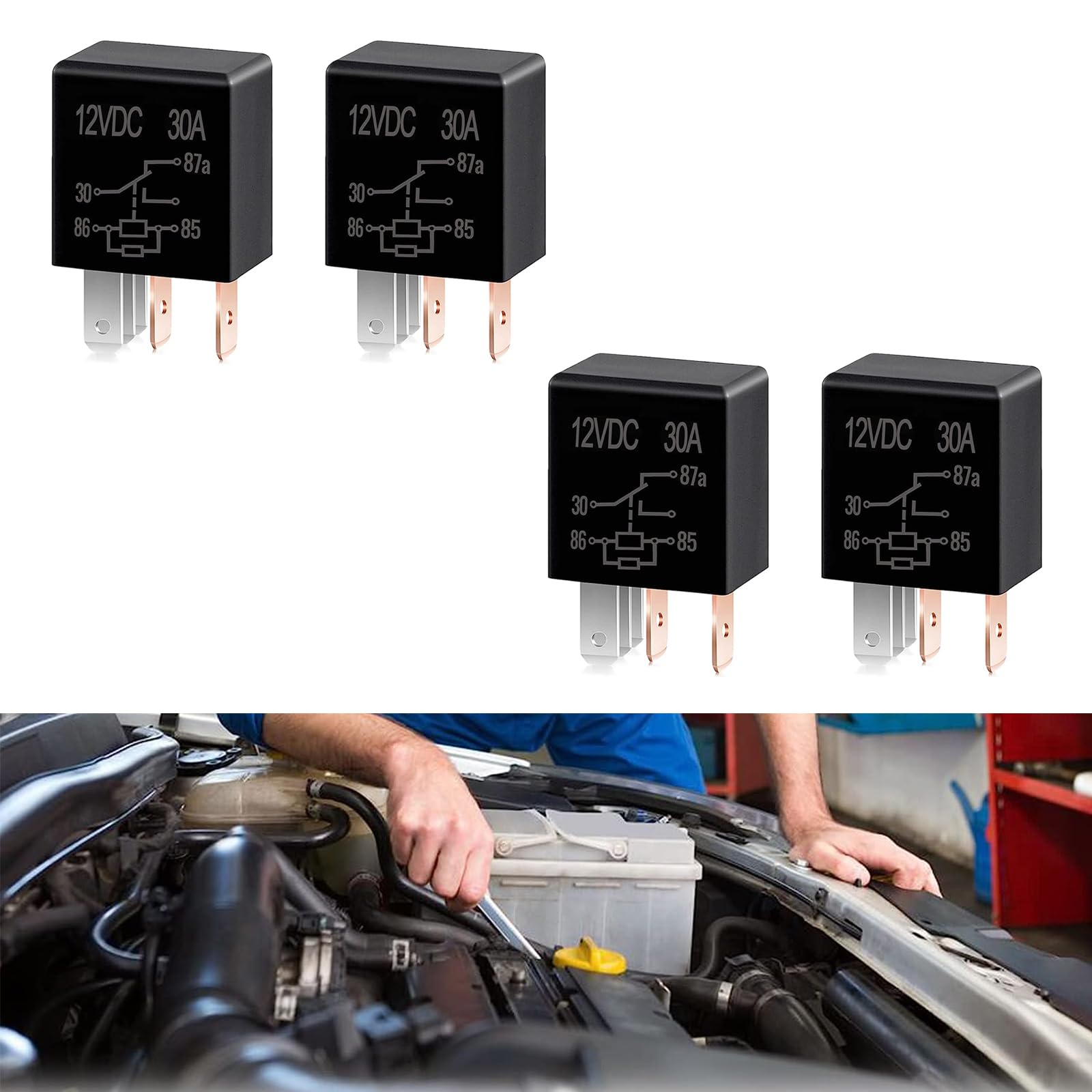 Amazon.com: Ajxn 4 PCS 12V 5-Pin Car Starter Relay, Nylon Case ...