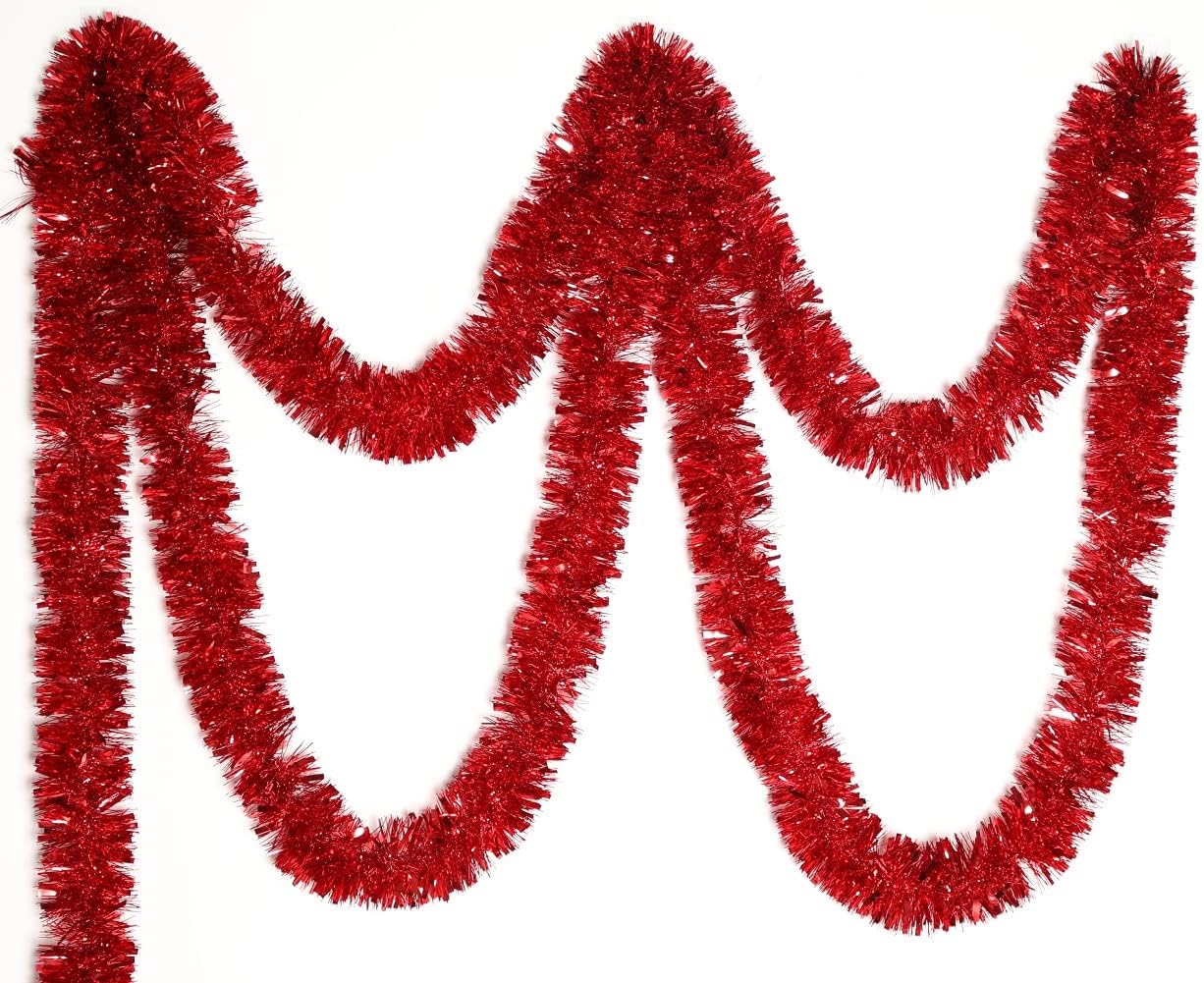 Amazon.com: CareCheer 25 Feet Christmas Tree Tinsel Garland Metallic ...