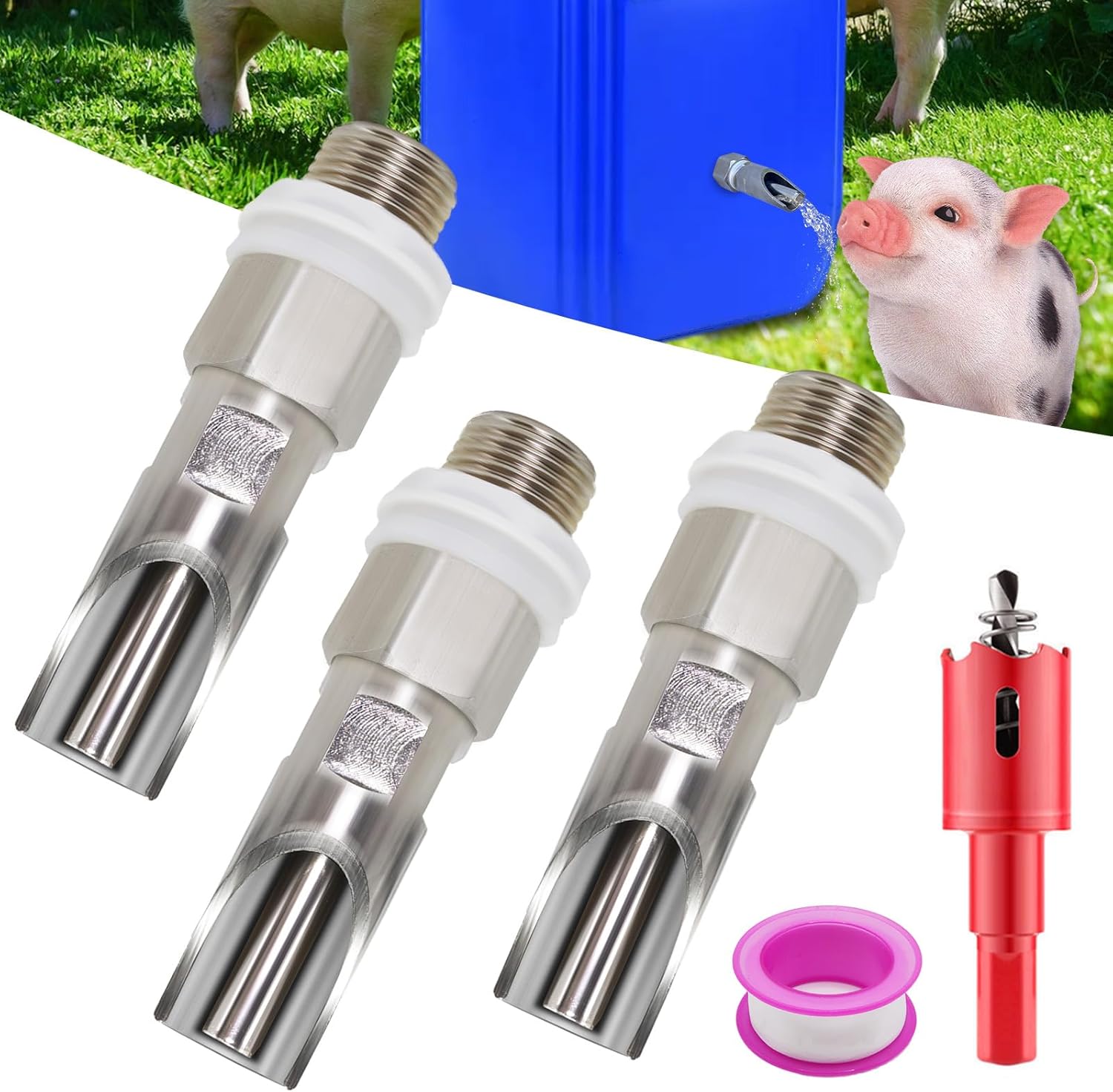 Amazon.com: Pig Waterer Nipple for Barrel Kit Pig Drinker Automatic ...