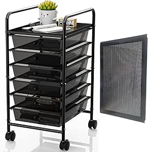 Amazon.com: Metal 6 Tier Rolling Cart with 6 Drawers,1 Table Top & 4 ...
