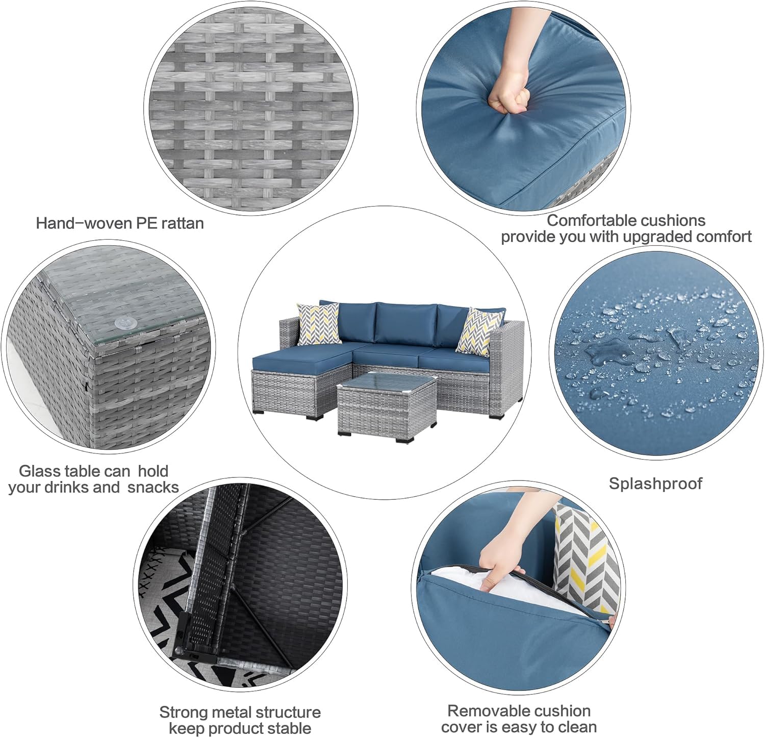 Snapklik.com : Shintenchi 3 Pcs Patio Furniture Set,All-Weather Silver ...
