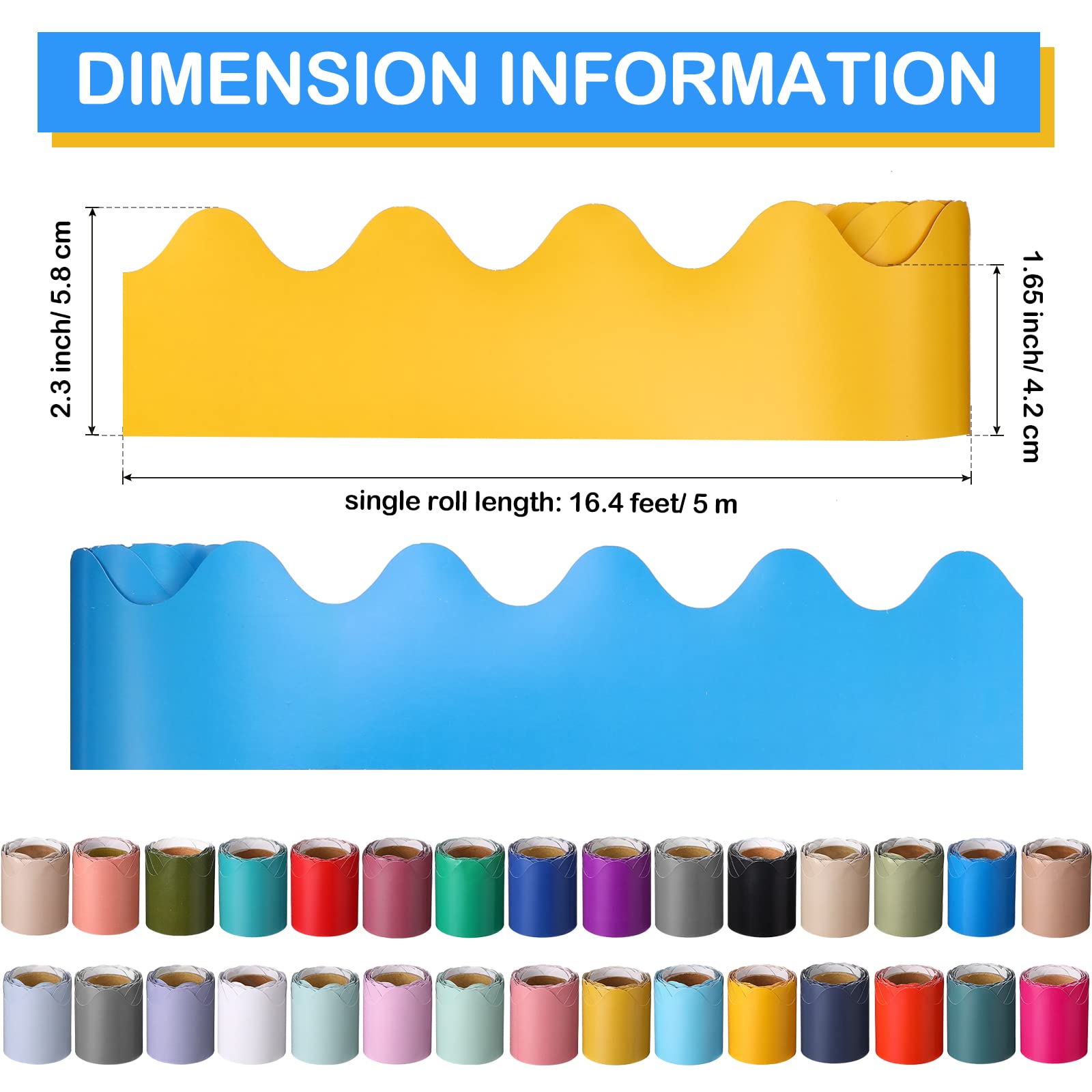 Snapklik.com : 30 Rolls 492 Ft Bulletin Board Borders In 30 Colors ...