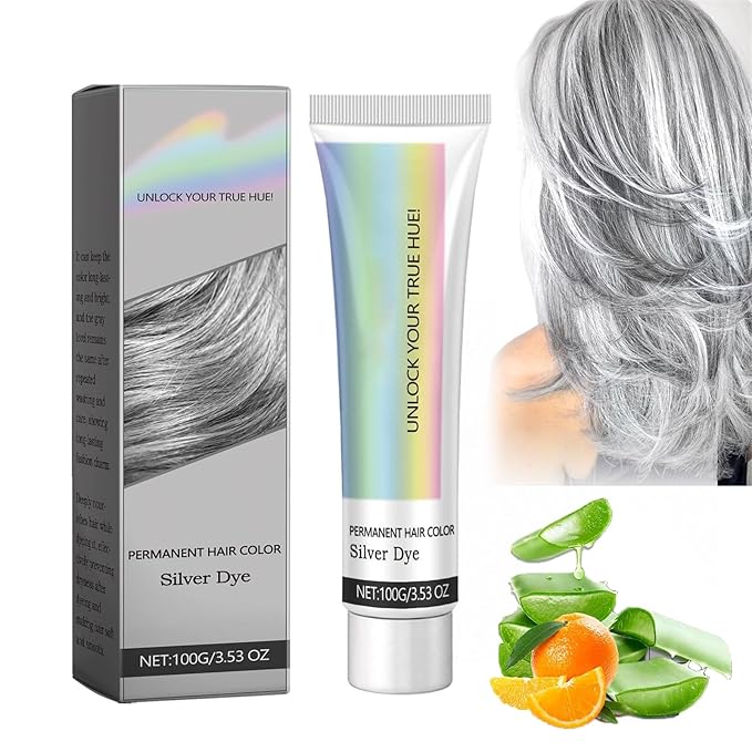 Amazon.com : 2 in 1 Natural Essence Extract Silver Hair Dye, Silver Metallic Hair Dye, Silver ...