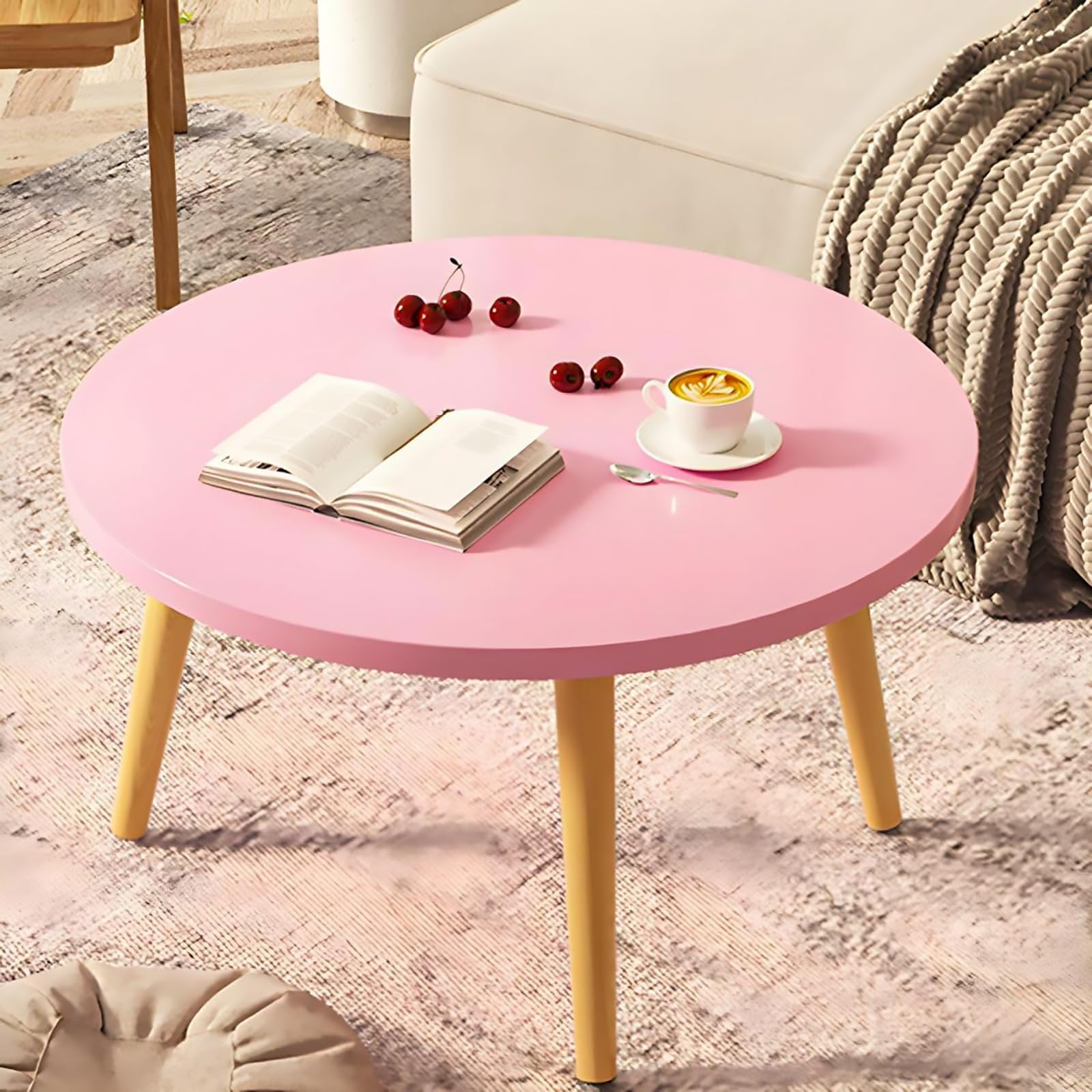 Amazon.com: Modern Round Coffee Table, Wooden Coffee Table for Living ...