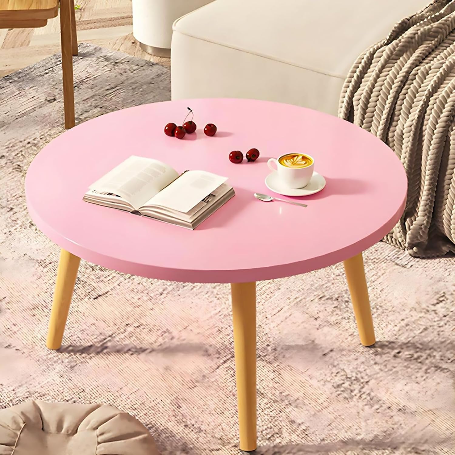 Amazon.com: Modern Round Coffee Table, Wooden Coffee Table for Living ...