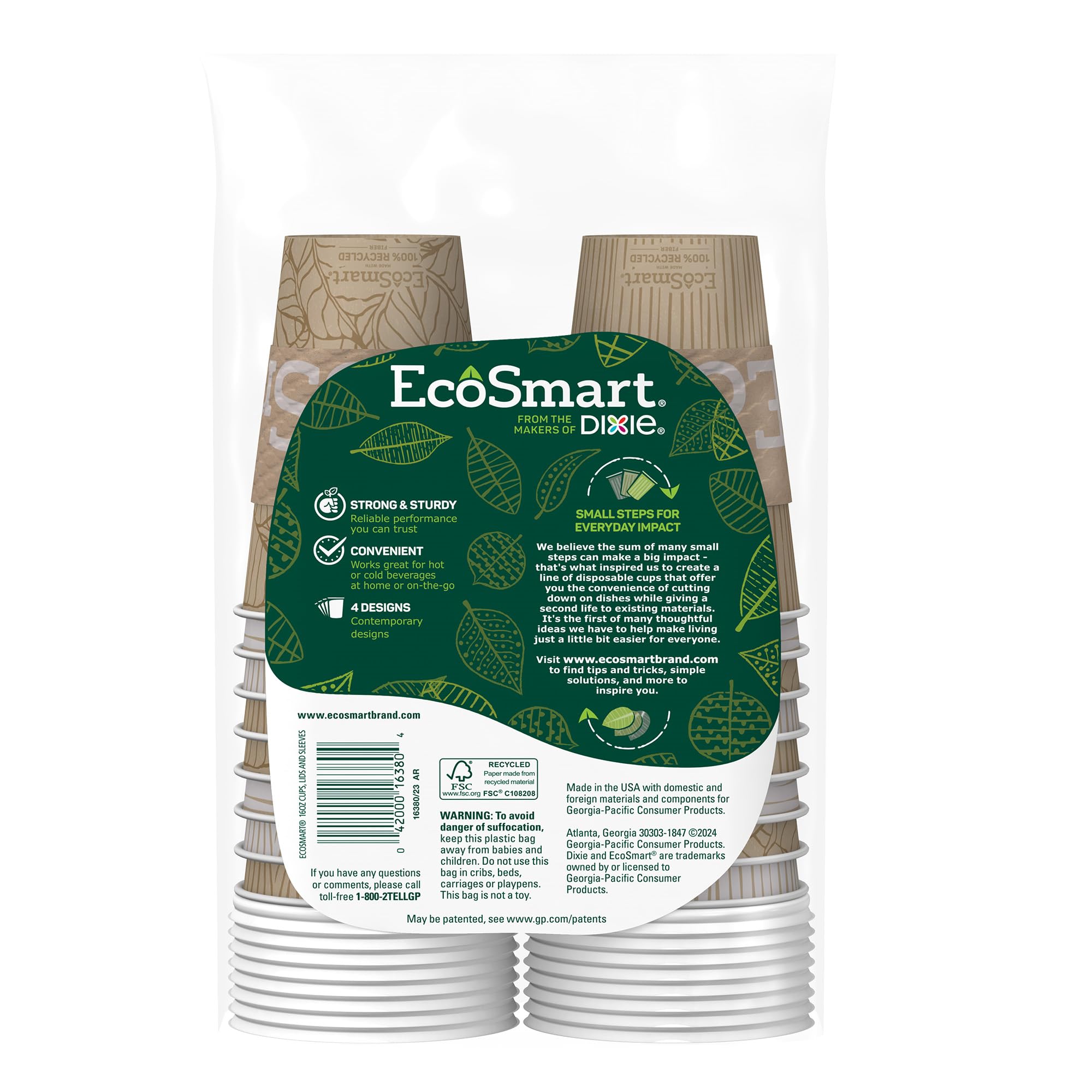 Snapklik.com : Dixie EcoSmart 100% Recycled Fiber Paper Coffee Cups