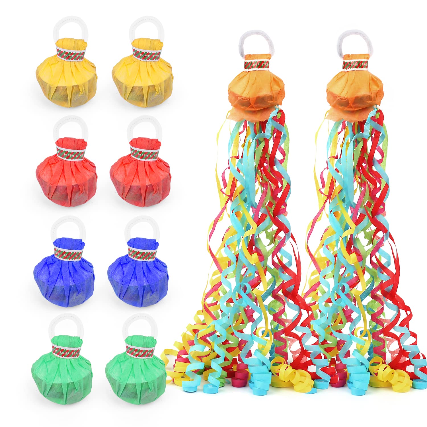 10Pack Hand Throw Streamers Poppers Multi-Color No Mess Paper Crackers ...