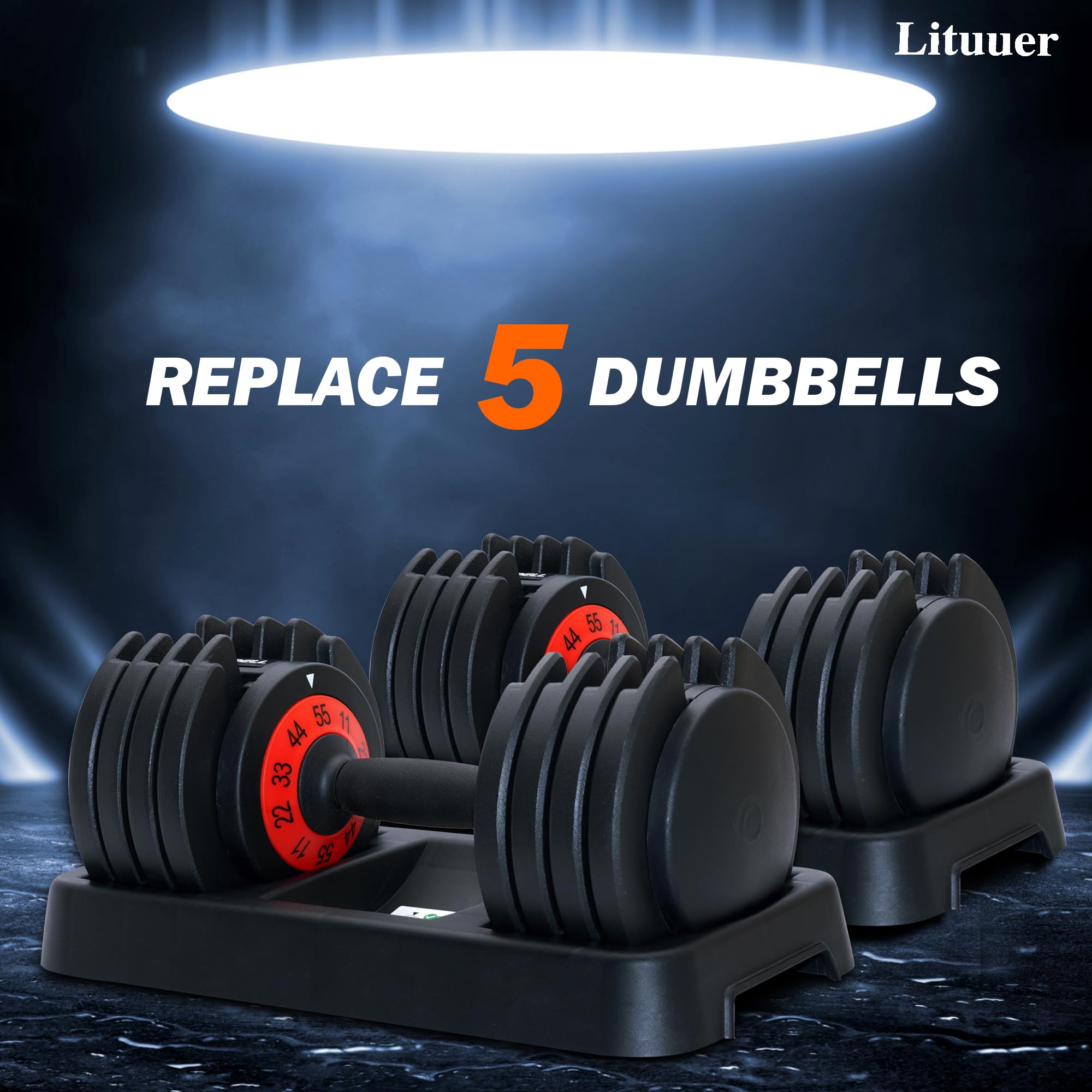 Snapklik.com : 55 Lbs Single Adjustable Dumbbell Set, Fast Adjust ...