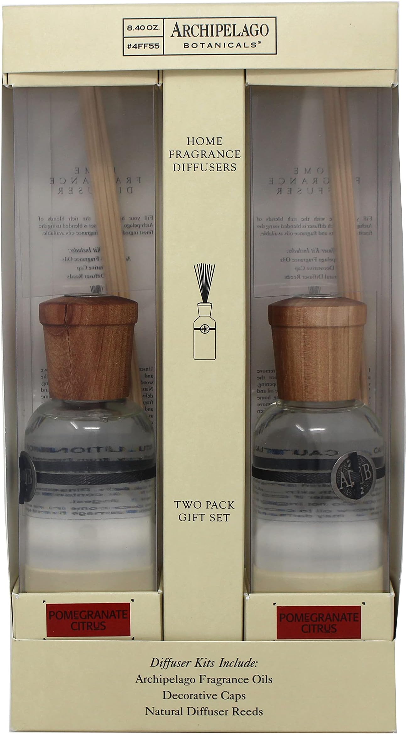 Amazon.com: Archipelago Botanicals Home Fragrance Reed Diffusers 2 Pack Gift Set, 4FF55 ...
