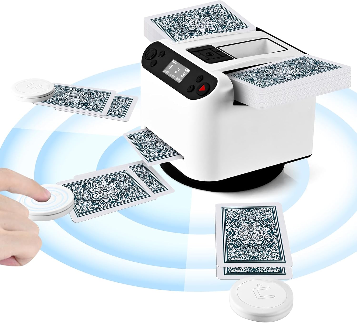 CARDSPIN 2-in-1 Automatic Card Shuffler & Dealer Machine, 360° Rotating ...