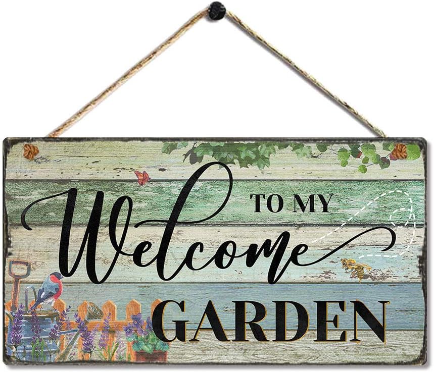 Amazon.com : Linfevisi Metal Garden Welcome Sign Decor Rustic Hanging ...