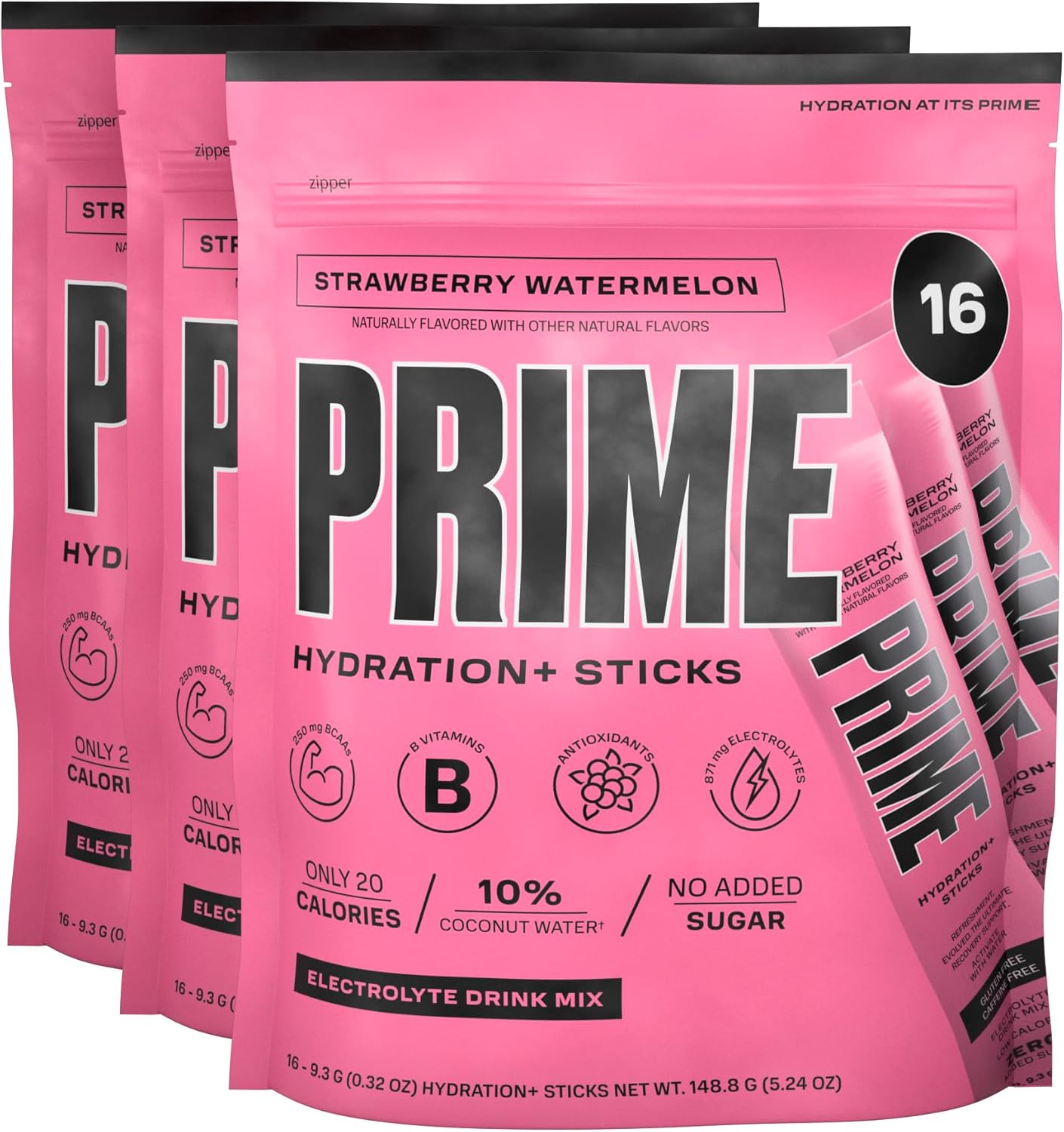 PRIME HYDRATION+ Sticks Strawberry Watermelon | Hydration Powder Single ...