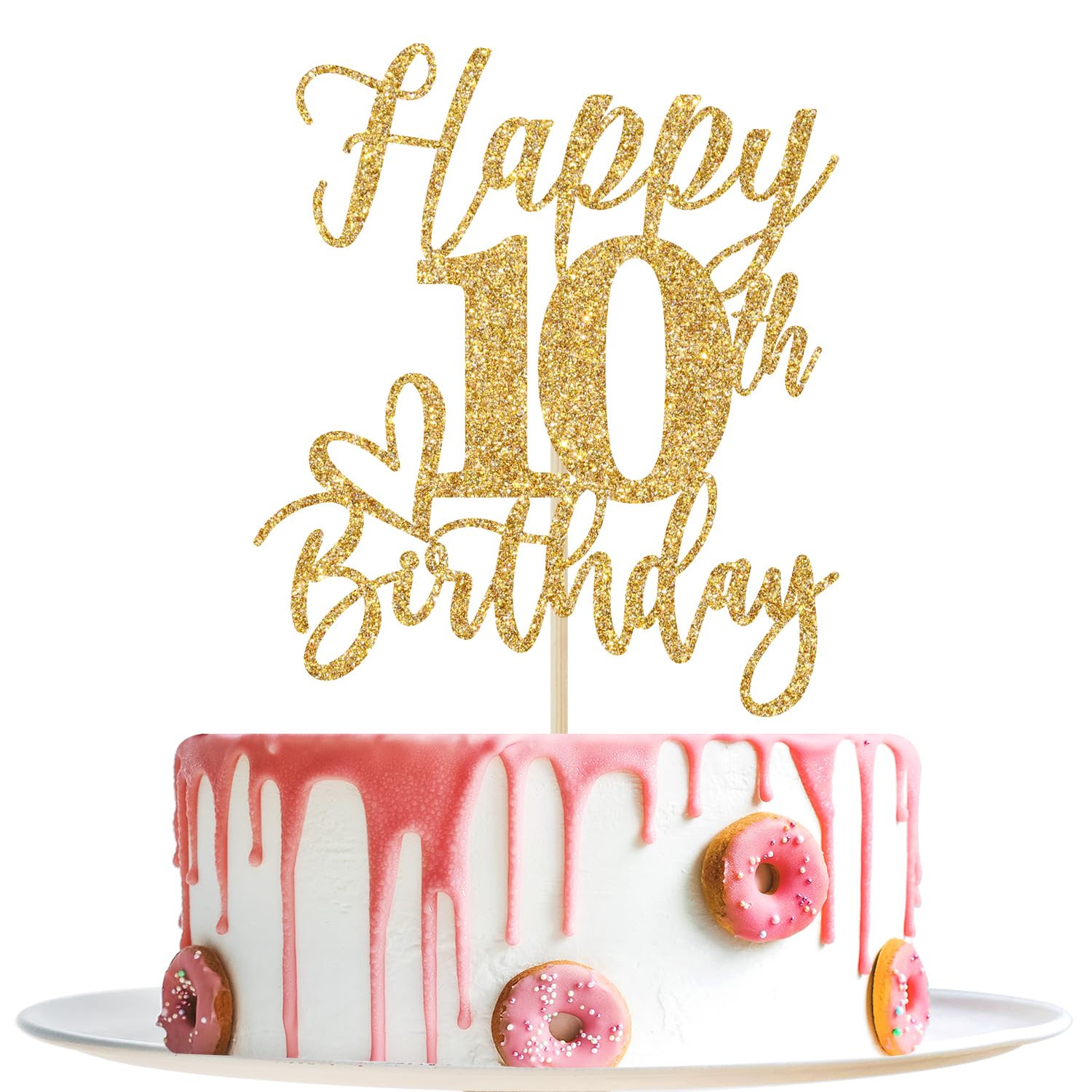 Happy 10th Birthday Cake Topper, 10th Birthday Decorations, Double ...