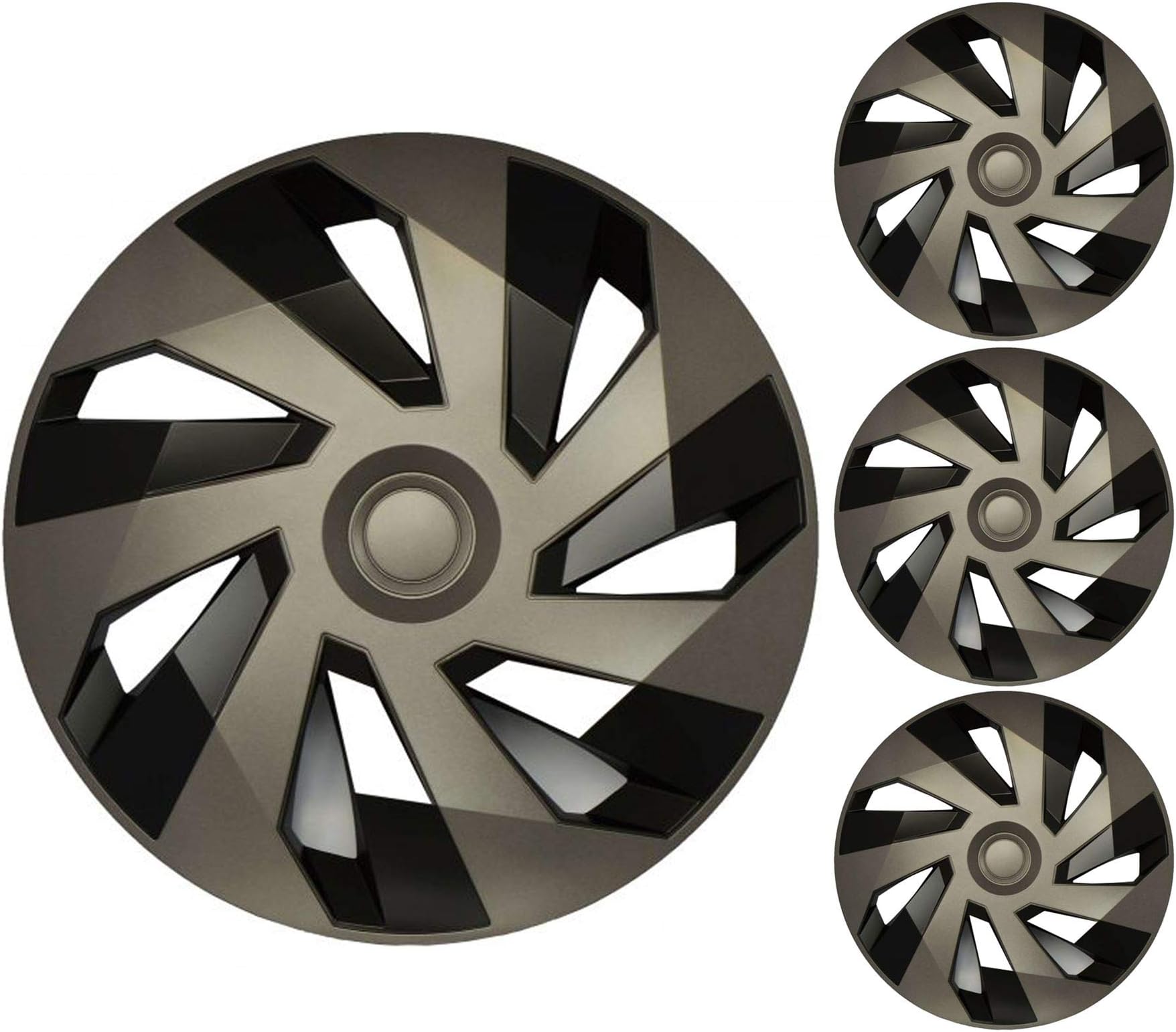 4 x 16" Silver Black Van Trim/Hub Caps Deep Dish Alloy Look fits ...