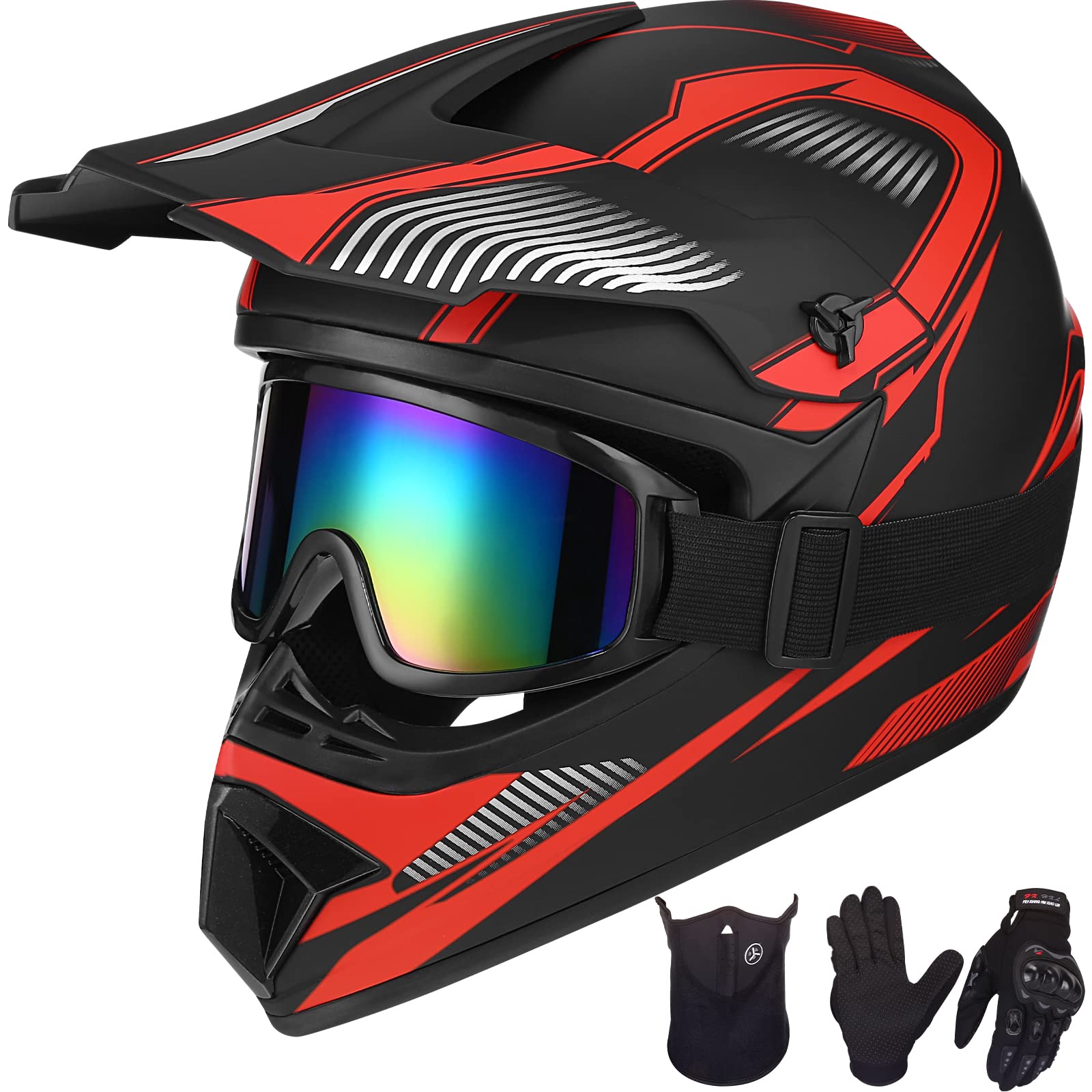 Yesmotor ATV Off-Road Dirt Bike Motorcycle Helmet Gloves Goggles Mask 4 ...