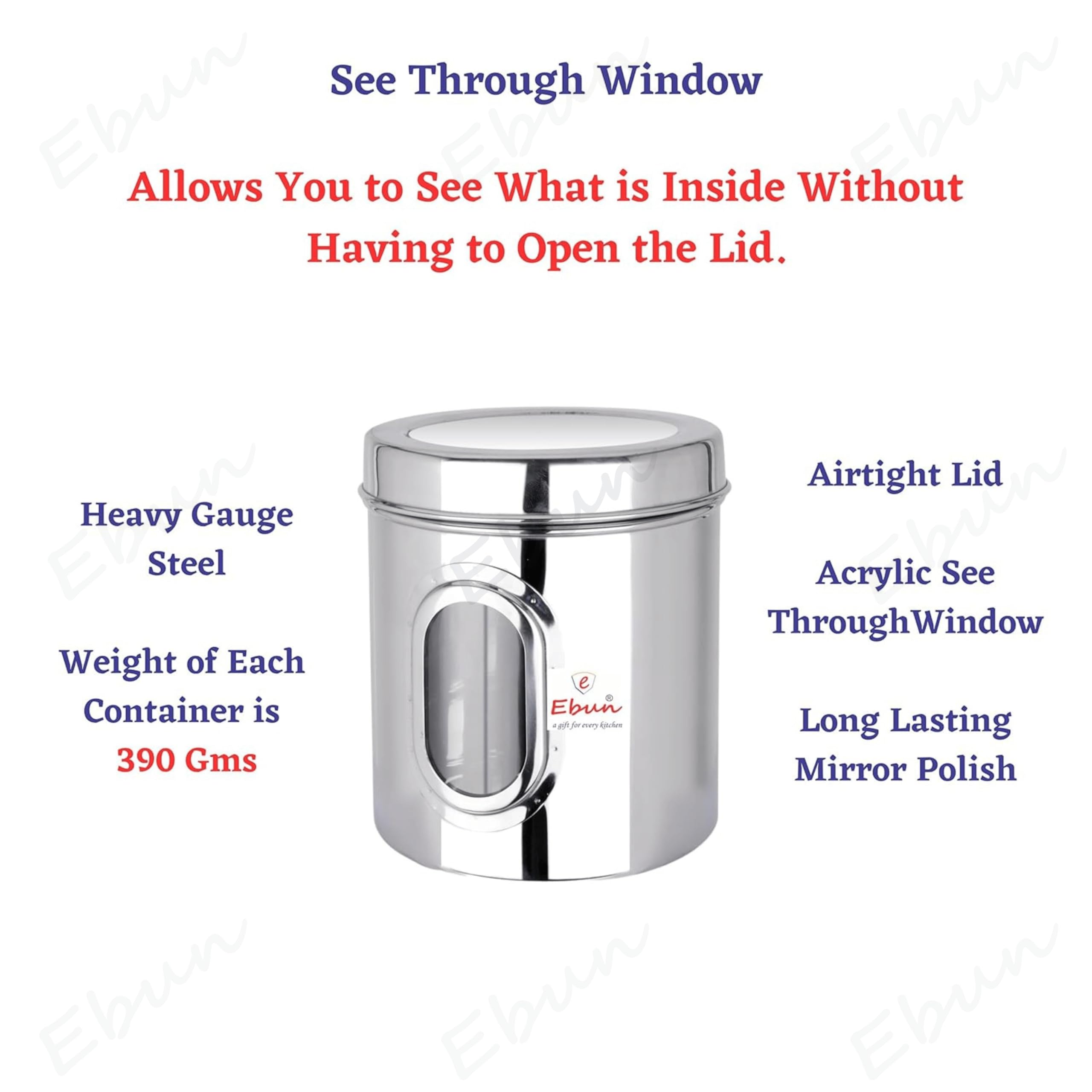 Snapklik.com : Ebun Stainless Steel See Through Transparent Container ...