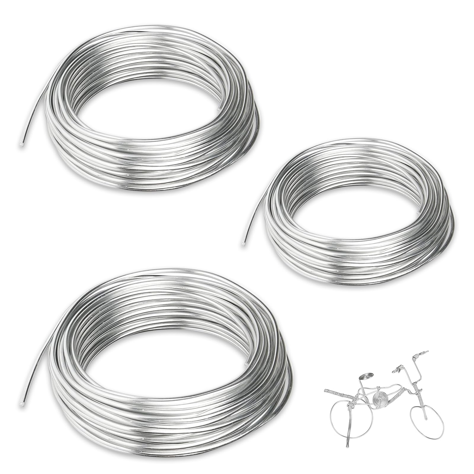 3 Roll Silver Craft Wire, 1mm 1.5mm 2mm Aluminium Wires 30 Metres Soft ...
