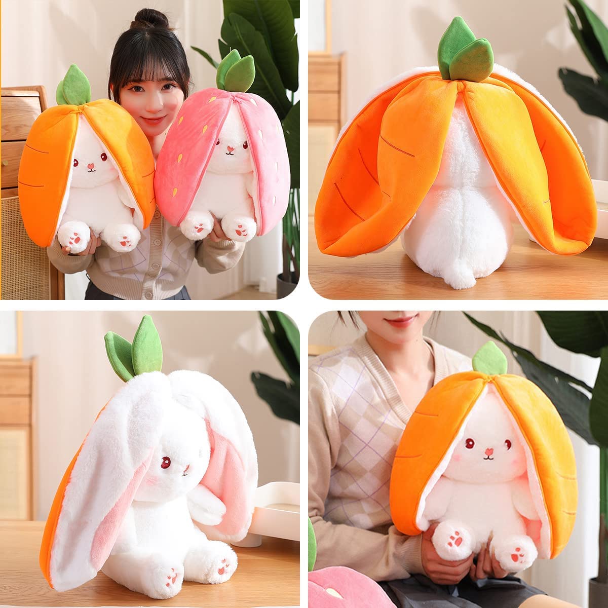 MIAODAM 13.7 inch Easter Bunny Stuffed Animal, Kawaii Squishy Cute ...