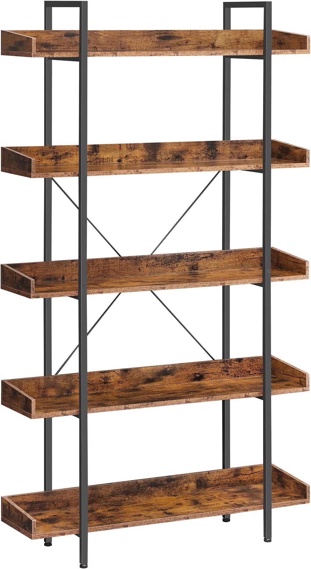 VASAGLE Bookcase, 5-Tier Shelving Unit, Spacious Storage Shelves, Easy ...