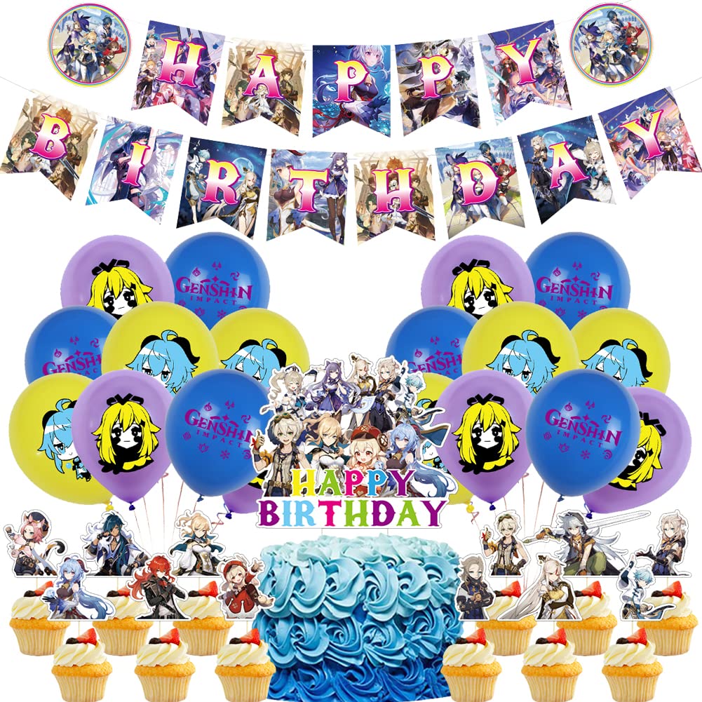Buy Hilloly Genshin Impact Birthday Decorations Balloons, 32 Pcs ...
