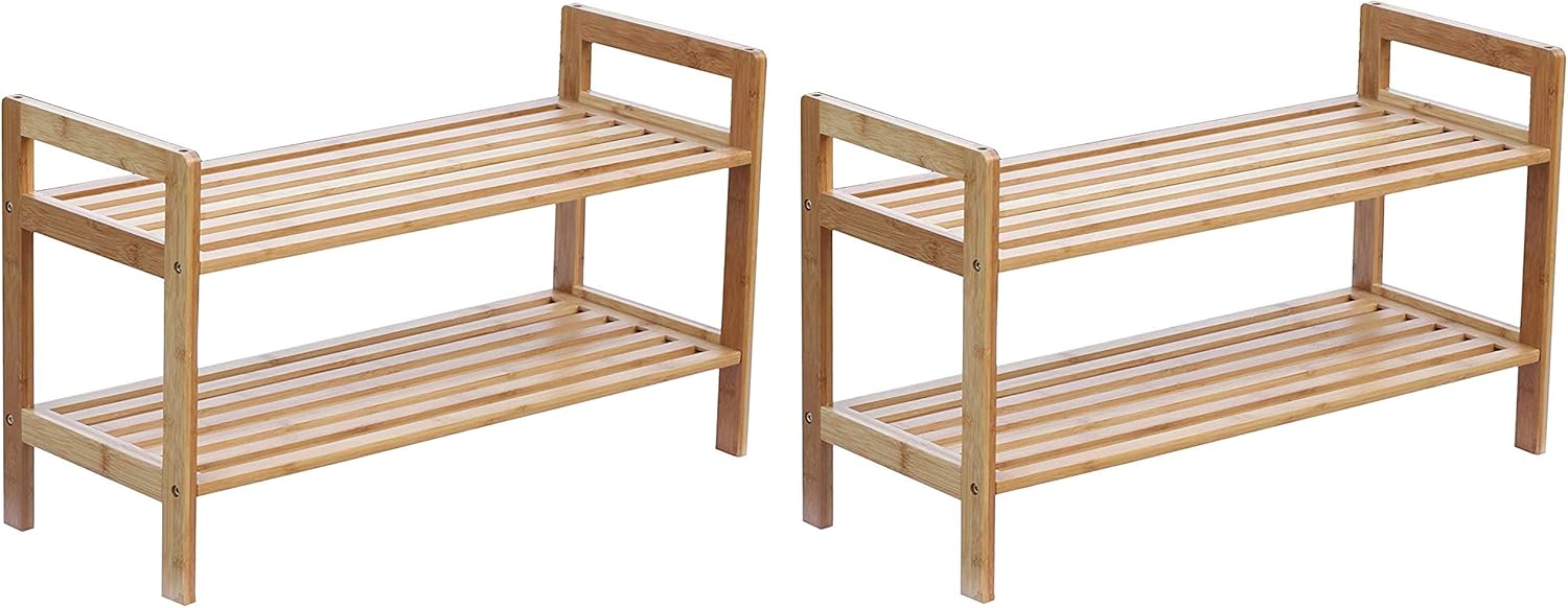 Amazon.com: Oceanstar 2-Tier Bamboo Stackable Shoe Rack (2-(Pack ...