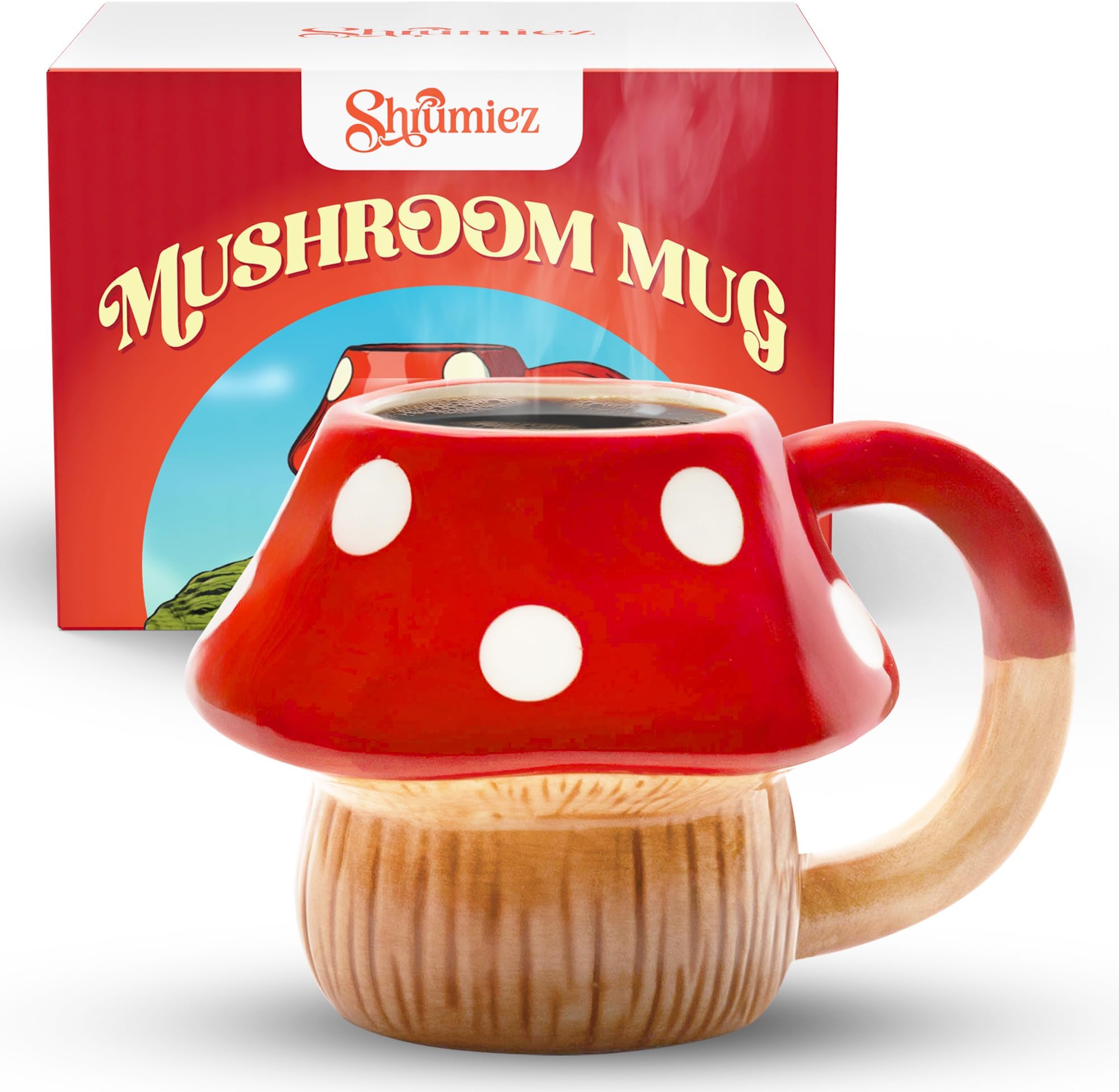 Amazon.com: Cute Mushroom Mug With Lid - Big Ceramic Coffee & Tea Cup ...