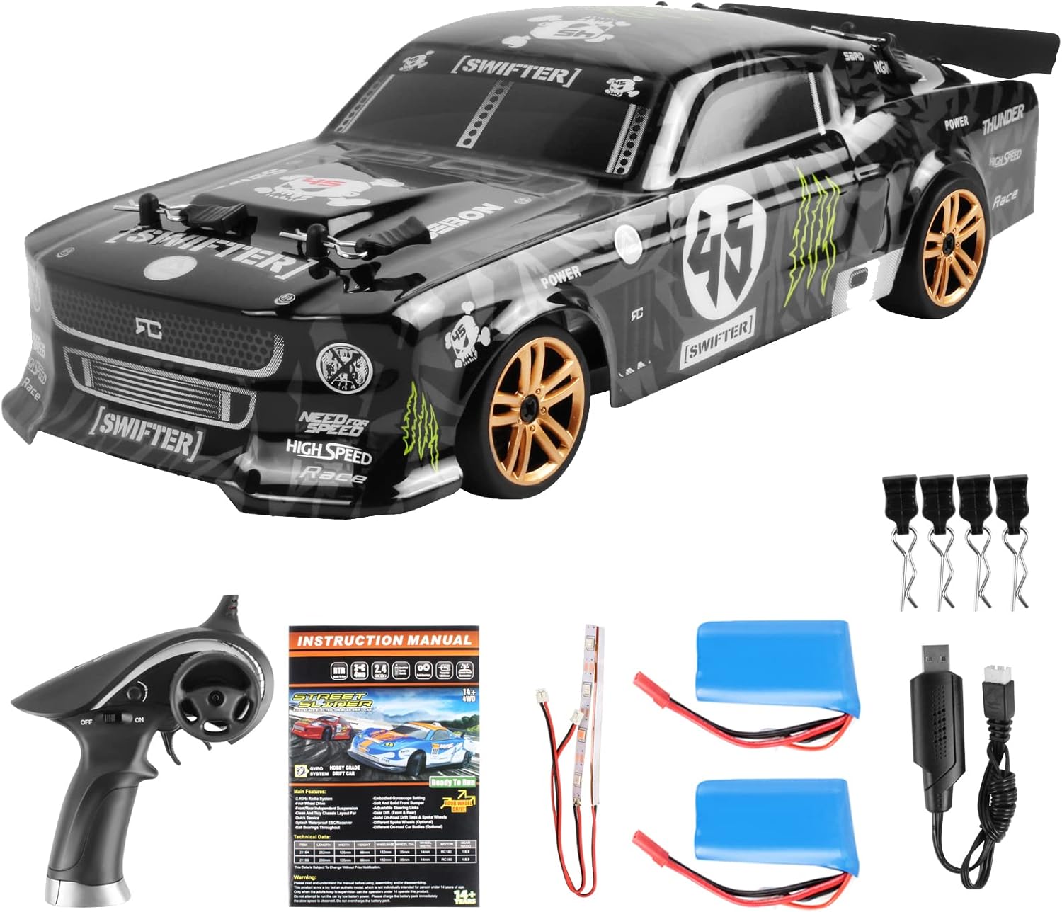 Amazon.com: GoolRC RC Drift Car, 1:18 Scale 2.4GHz 4WD 30KM/H High ...