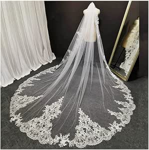 Amazon.com: KOFSOL Ts Lace Wedding Veil, with Comb 300cm White Ivory ...
