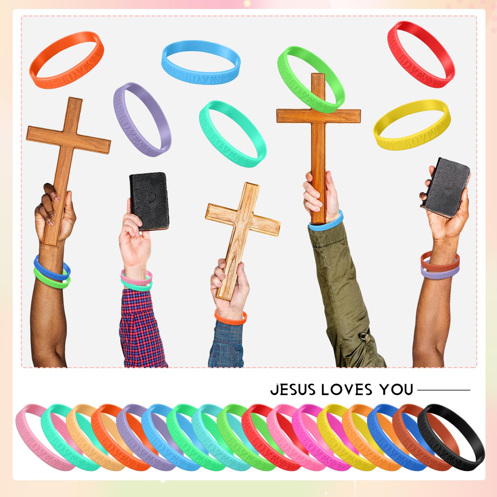 Snapklik.com : Jerify 200 Pcs Jesus Loves You Silicone Bracelet ...