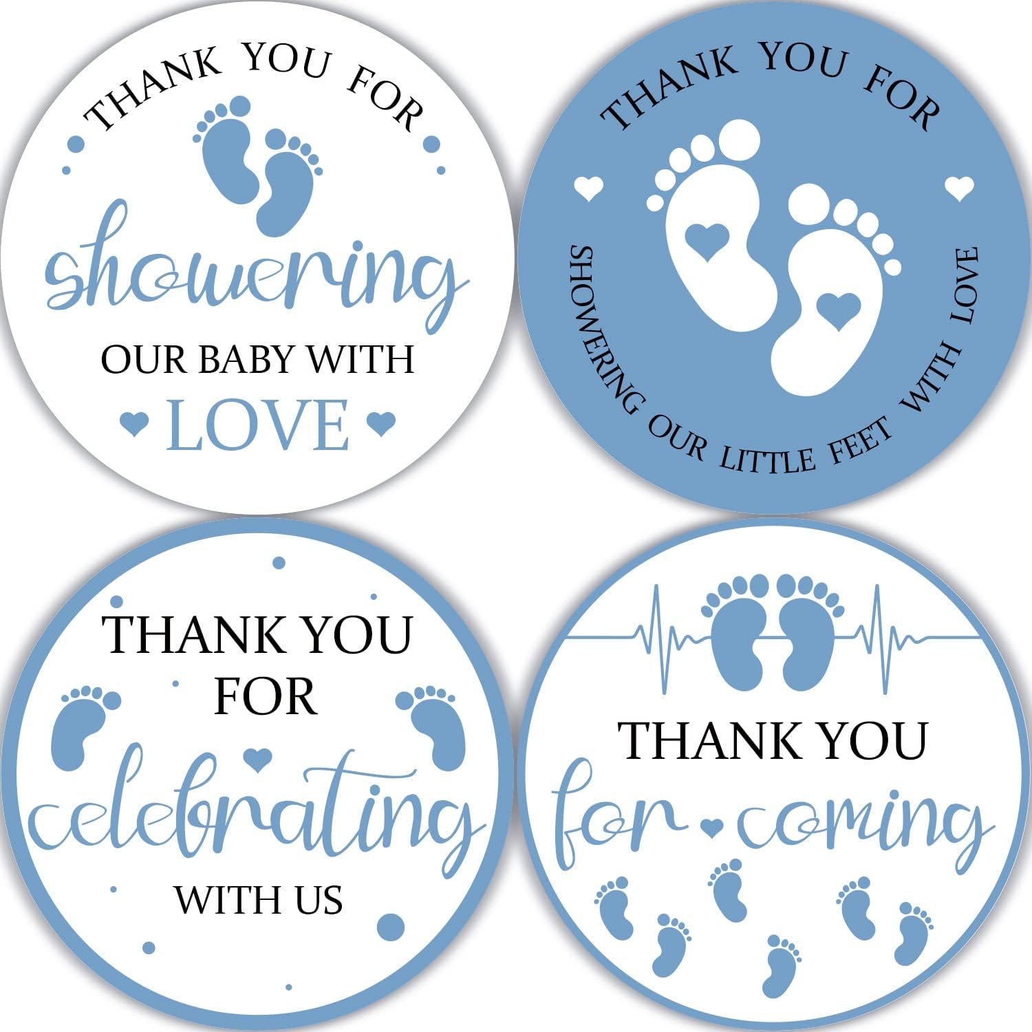 Amazon.com: Baby Shower Stickers | Blue | Thank You for Showering Our ...